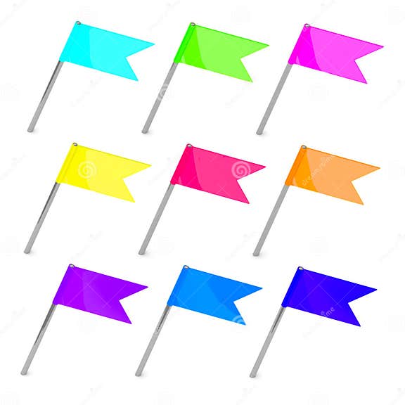 Set of color flag pins stock illustration. Illustration of collection ...