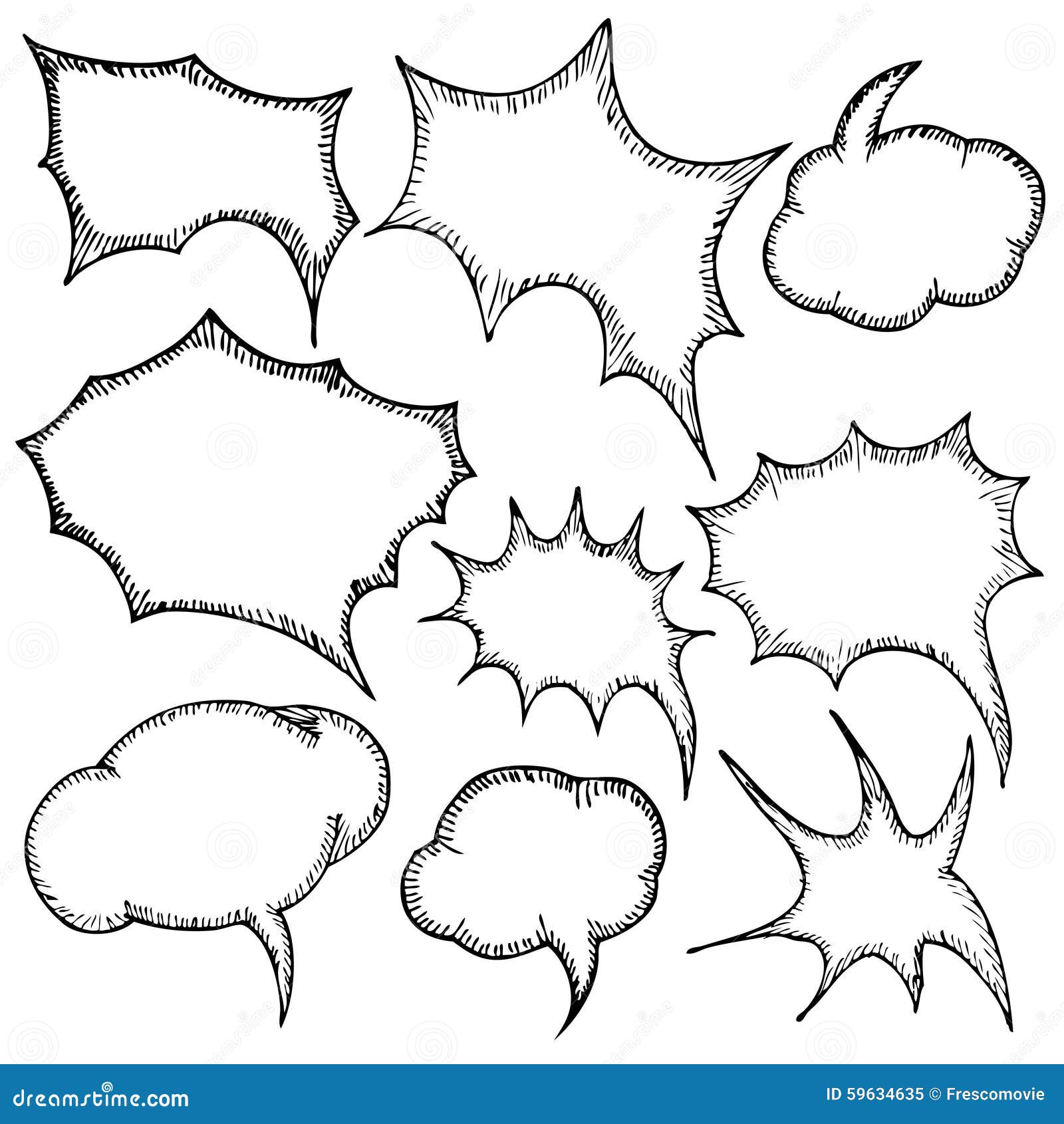 Set of Color Flat Comics Bubbles. Isolated on White Stock Vector ...