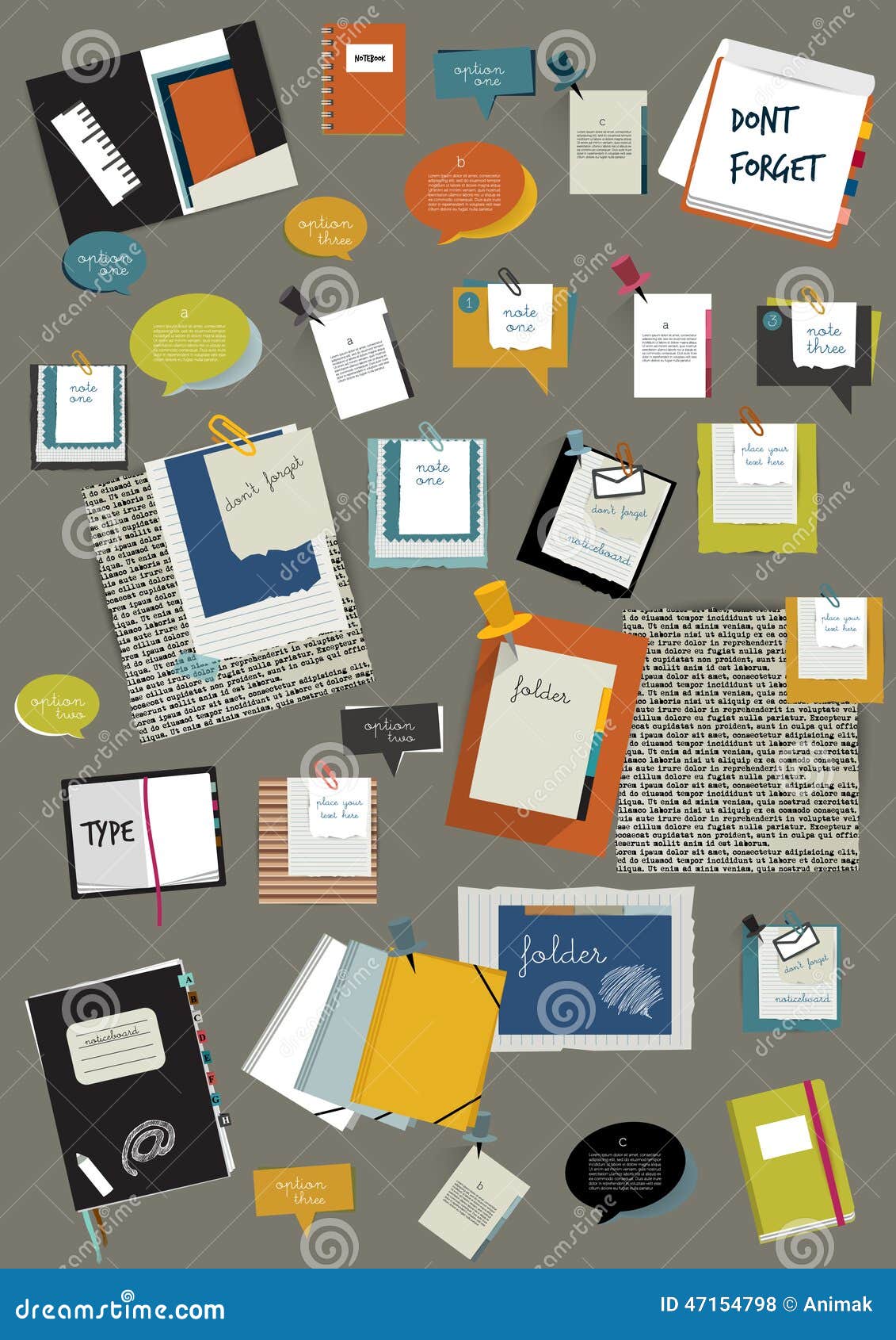 Set of Color Flat Reminder Stickers. Stock Vector - Illustration of ...