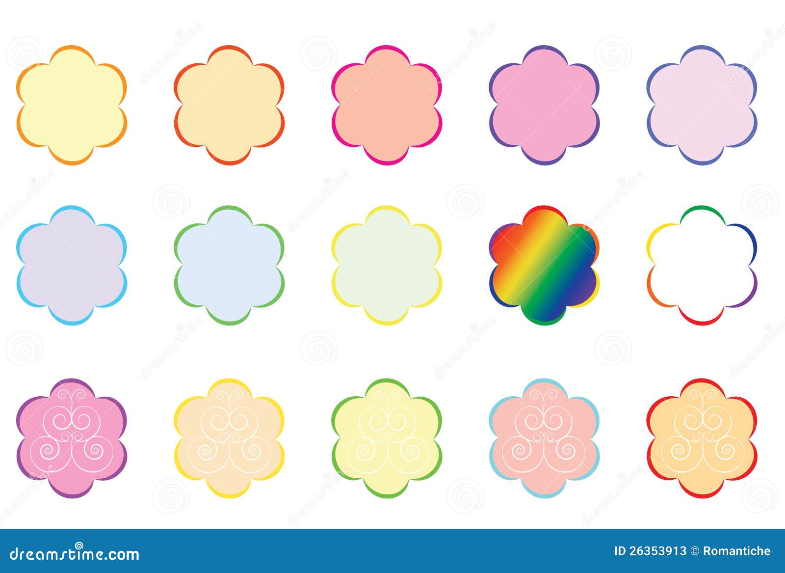 Set of Color Flower Outlines Stock Vector - Illustration of blue ...
