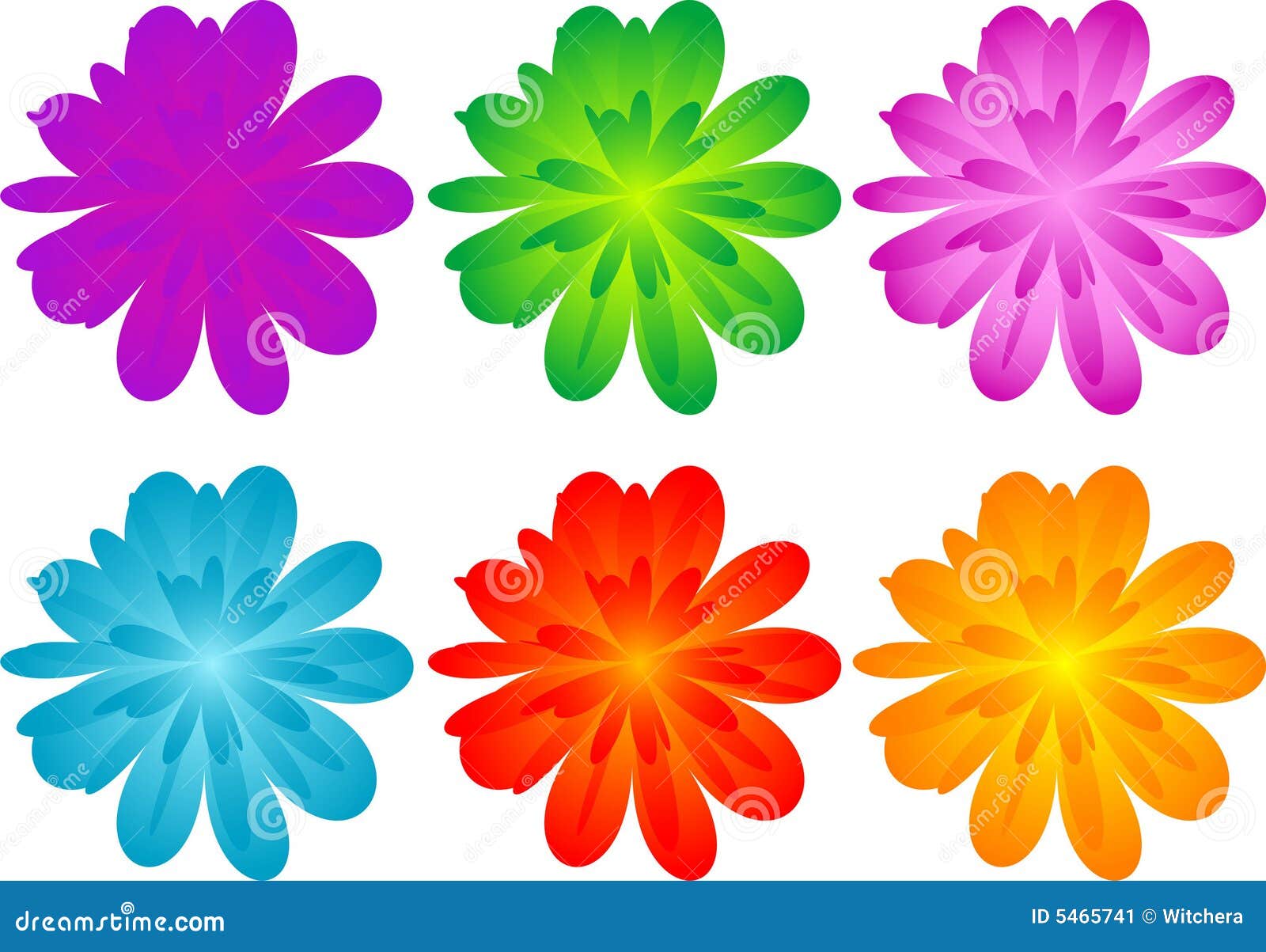 Set of color flowers stock illustration. Illustration of blue - 5465741