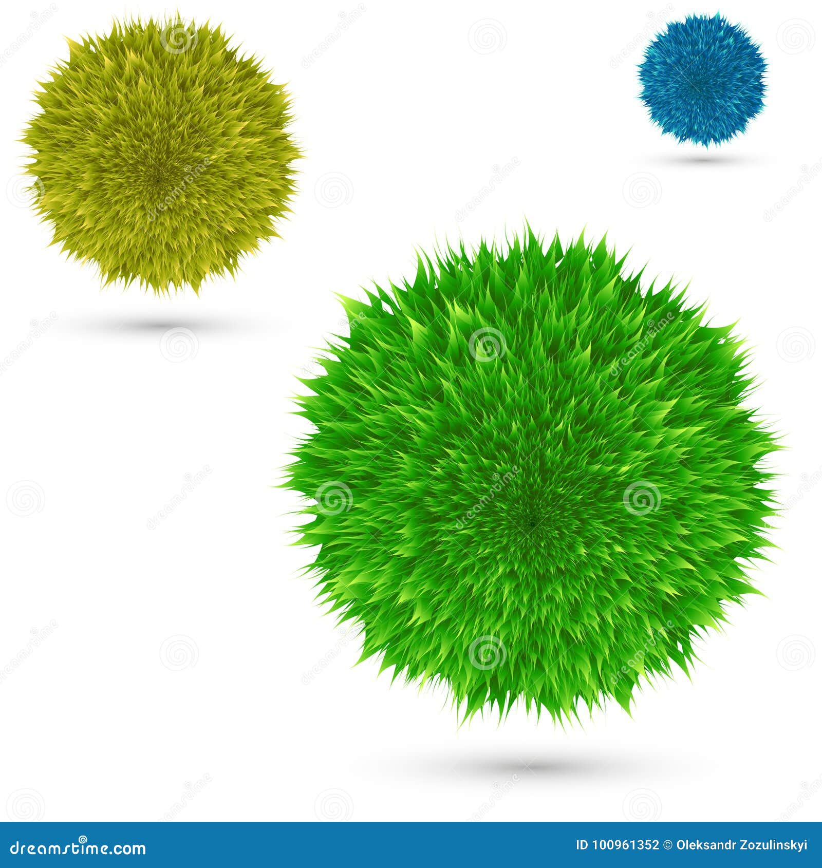 Set Color Fluffy Vector Ball on White Stock Vector - Illustration of ...