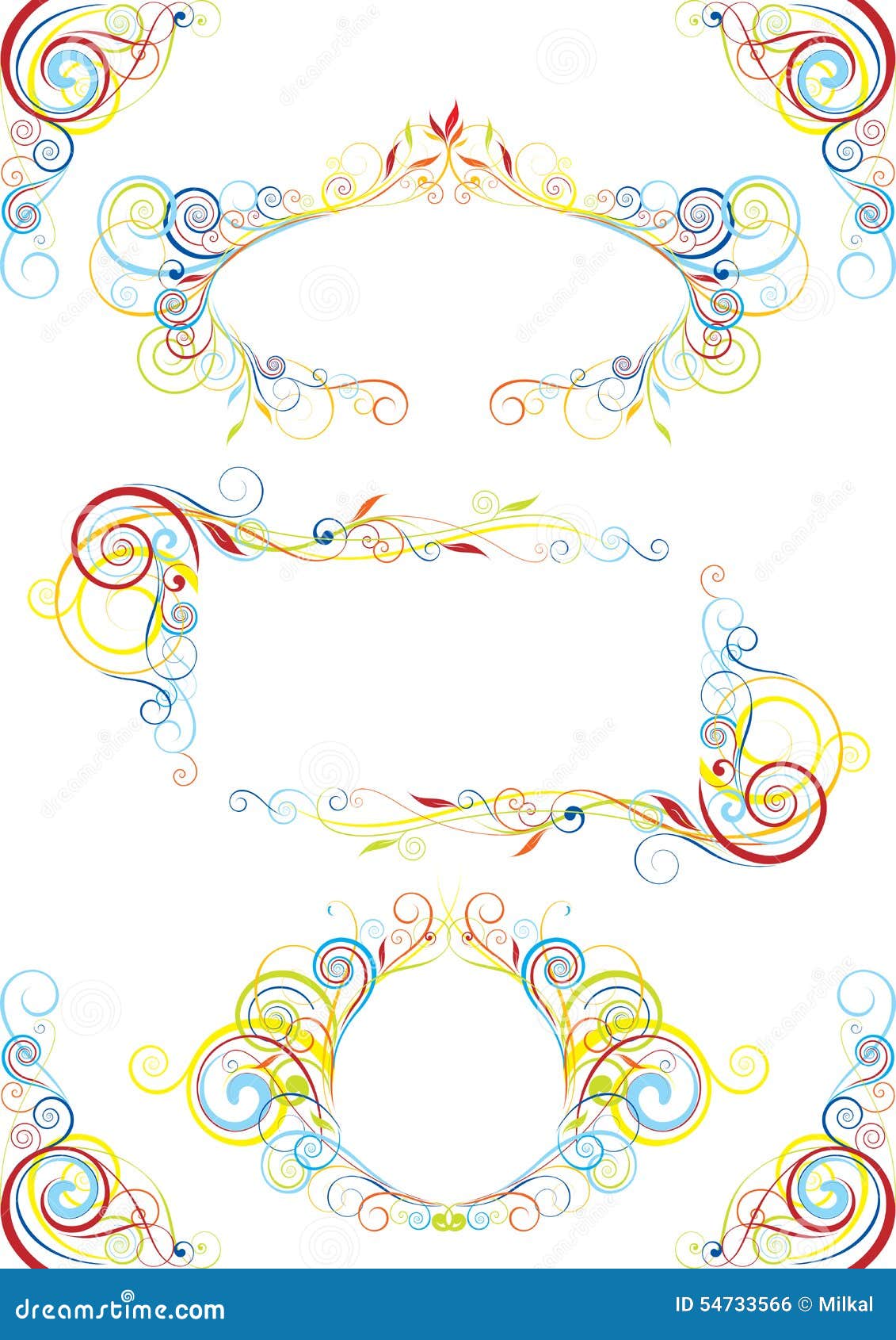 Set of color frame design stock vector. Illustration of illustrations ...