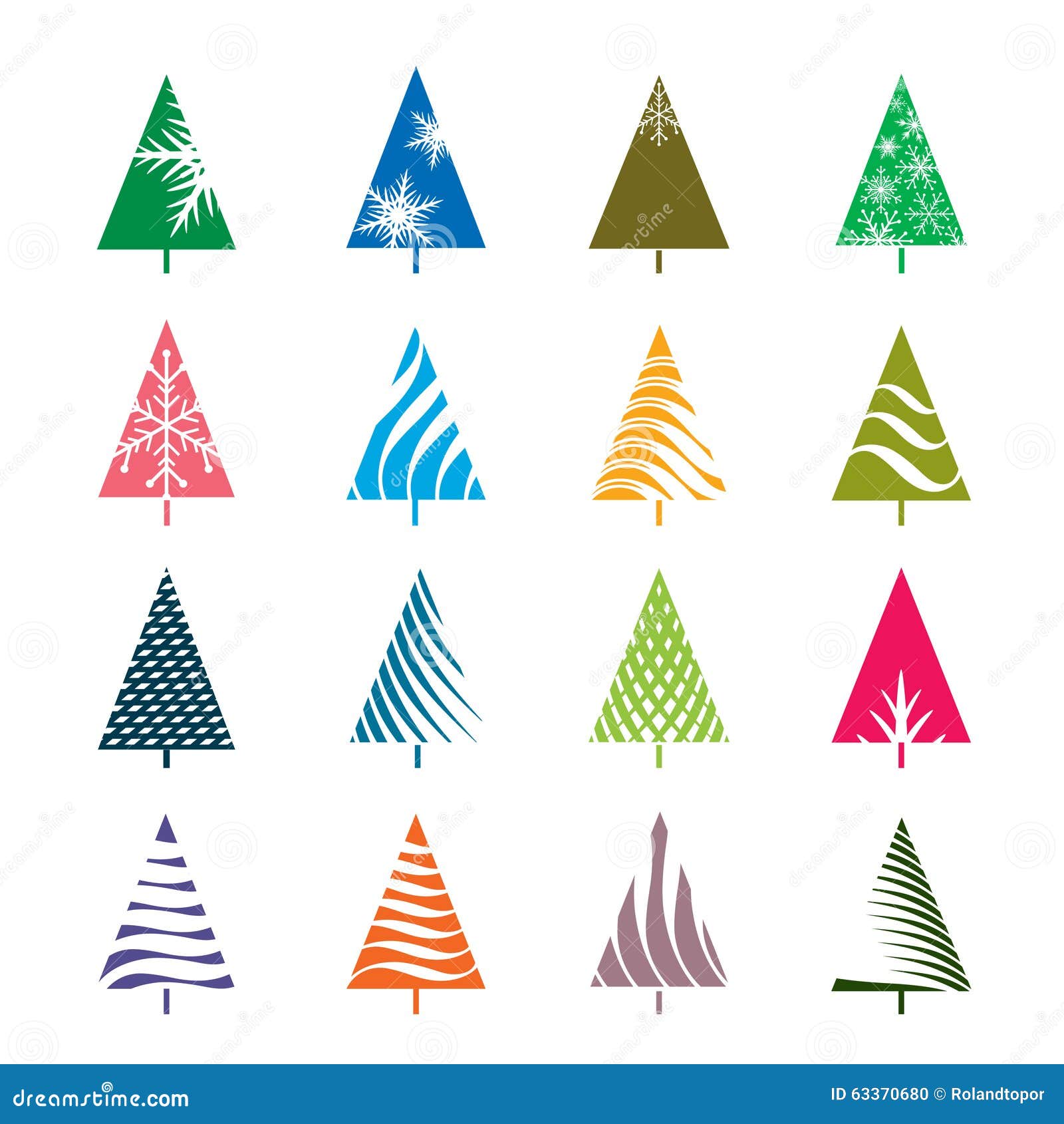 Set of Color Geomatric Christmas Tree. Stock Illustration ...