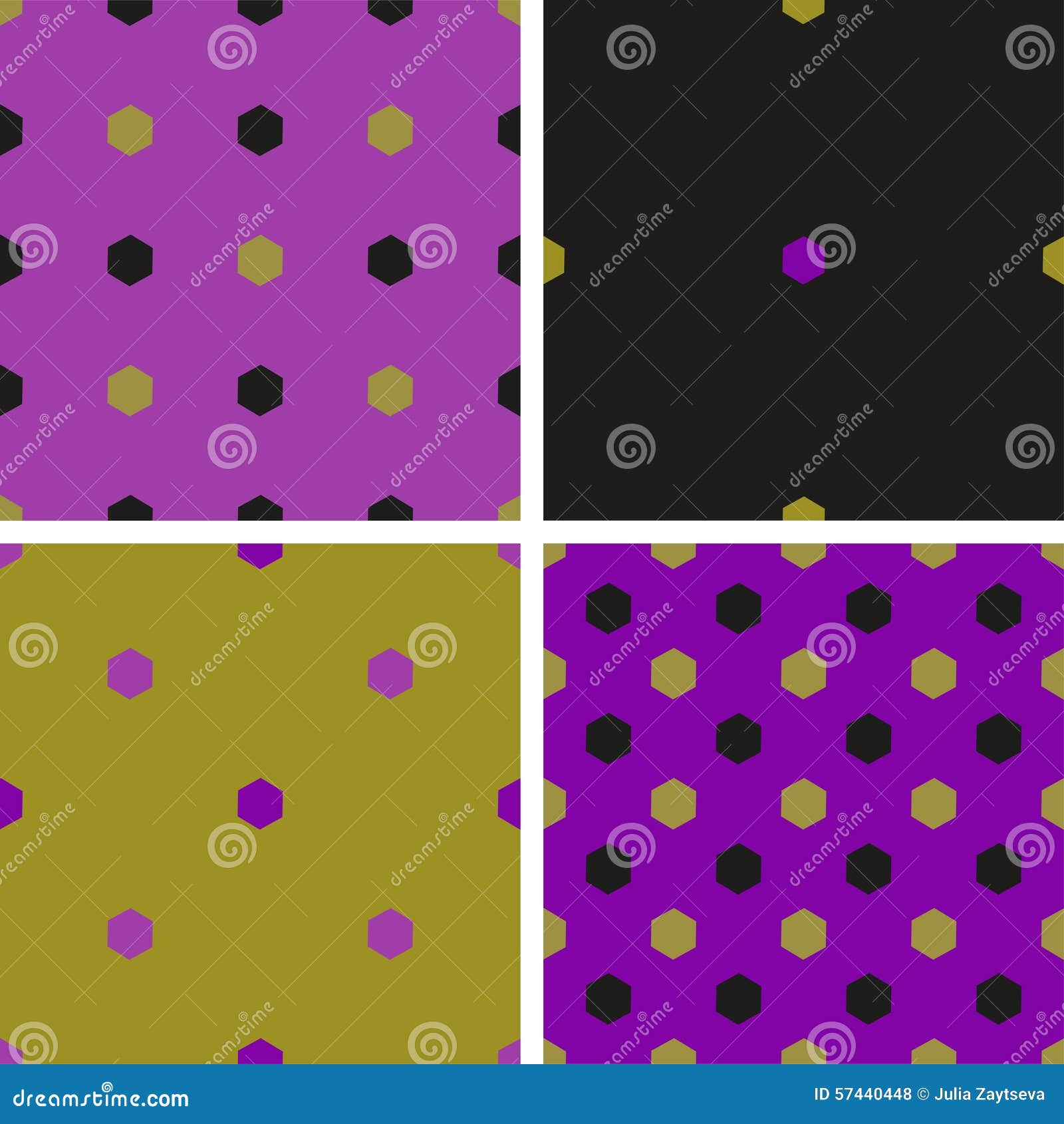 Set of 4 Color Geometric Seamless Pattern with Hexagon Shape Stock ...