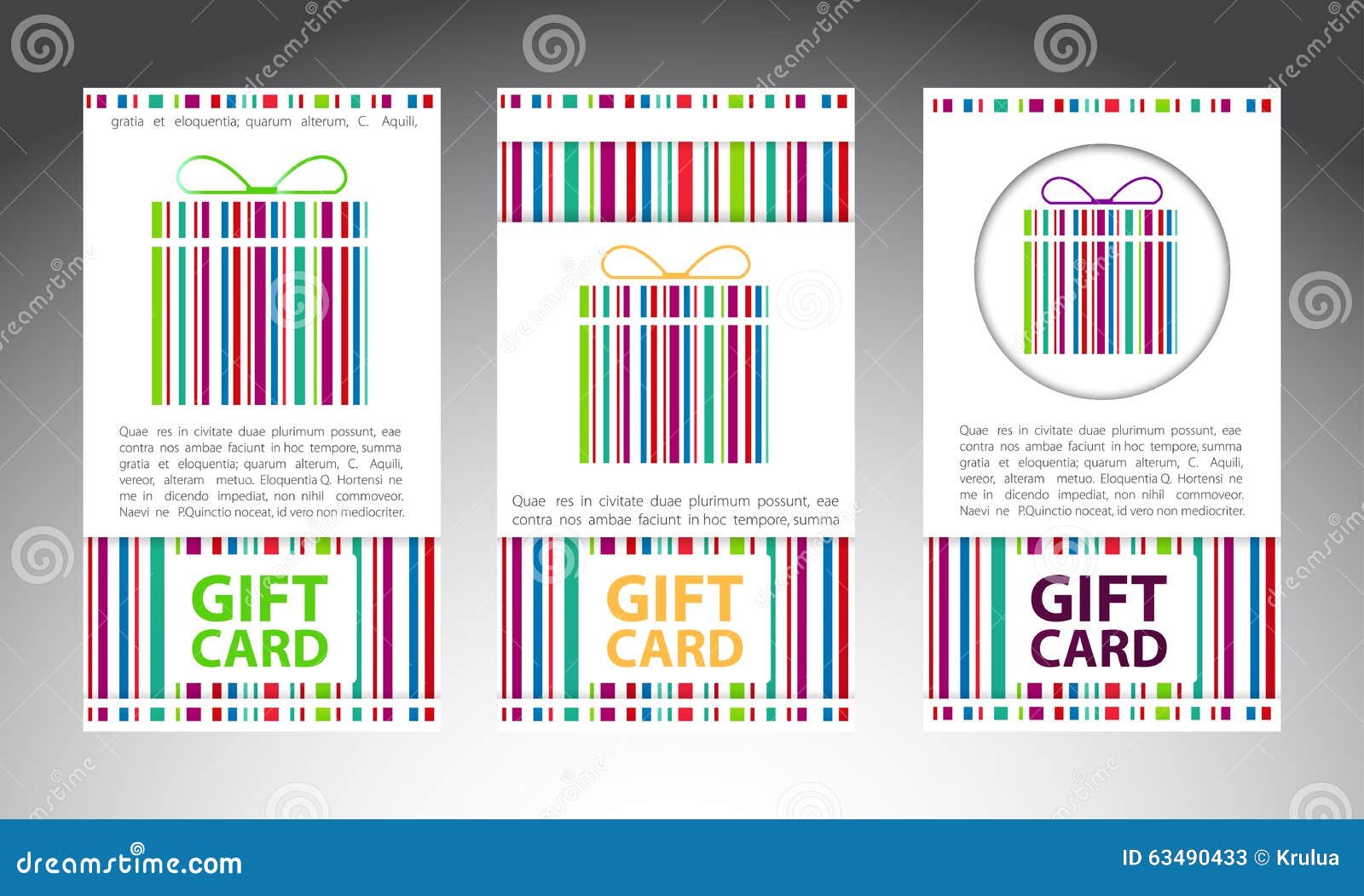 Set of color gift cards. stock vector. Illustration of message - 63490433