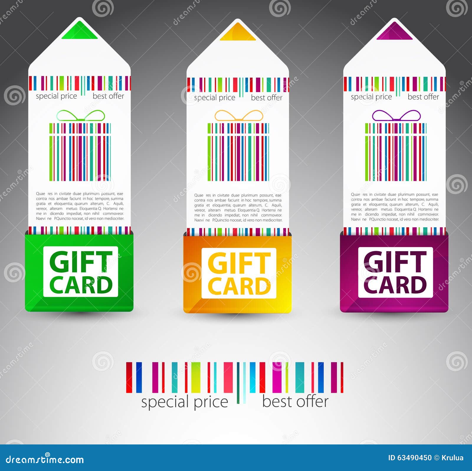 Set of color gift cards. stock vector. Illustration of message - 63490450