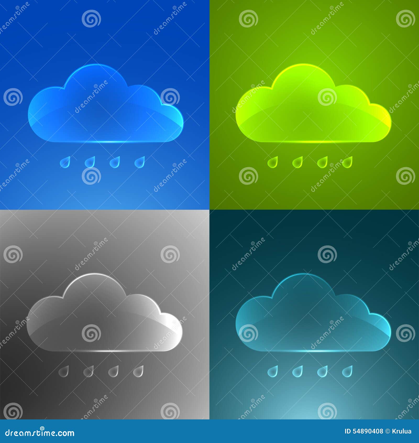 Set of color glass clouds. stock vector. Illustration of graphic - 54890408
