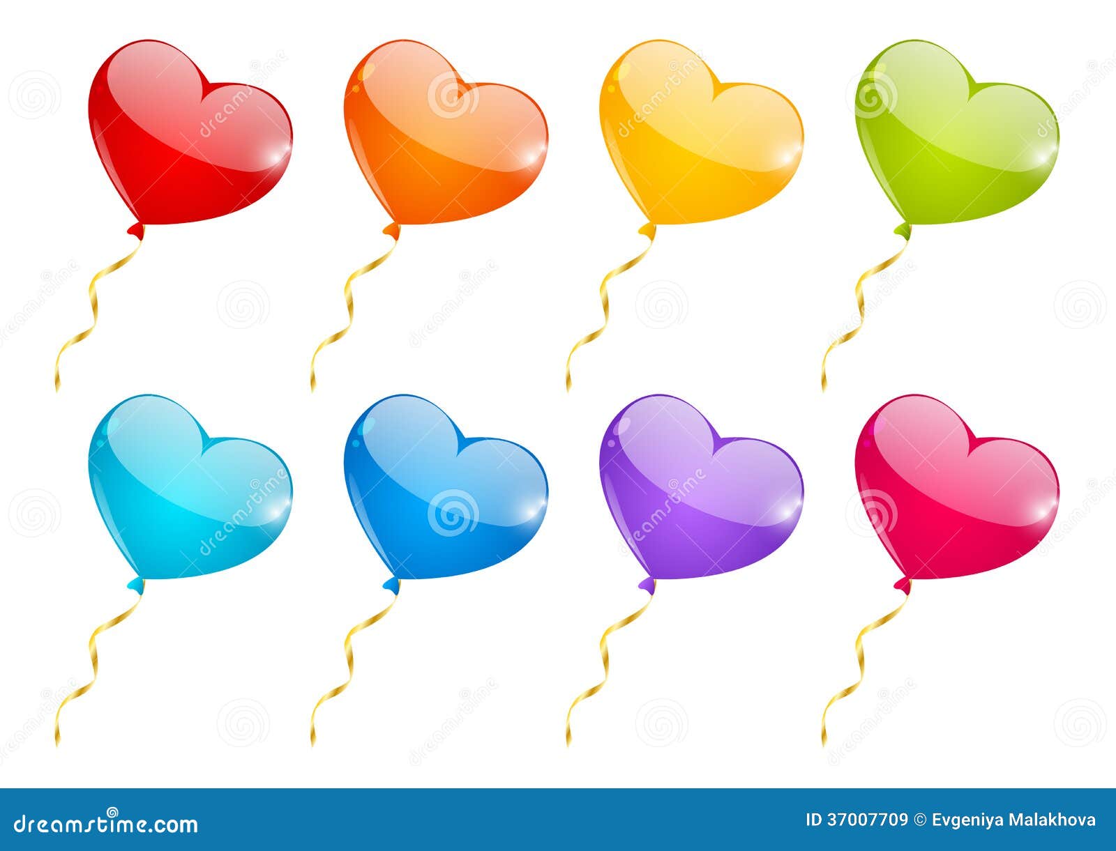 Set of Color Heart Balloons Stock Vector - Illustration of happy ...