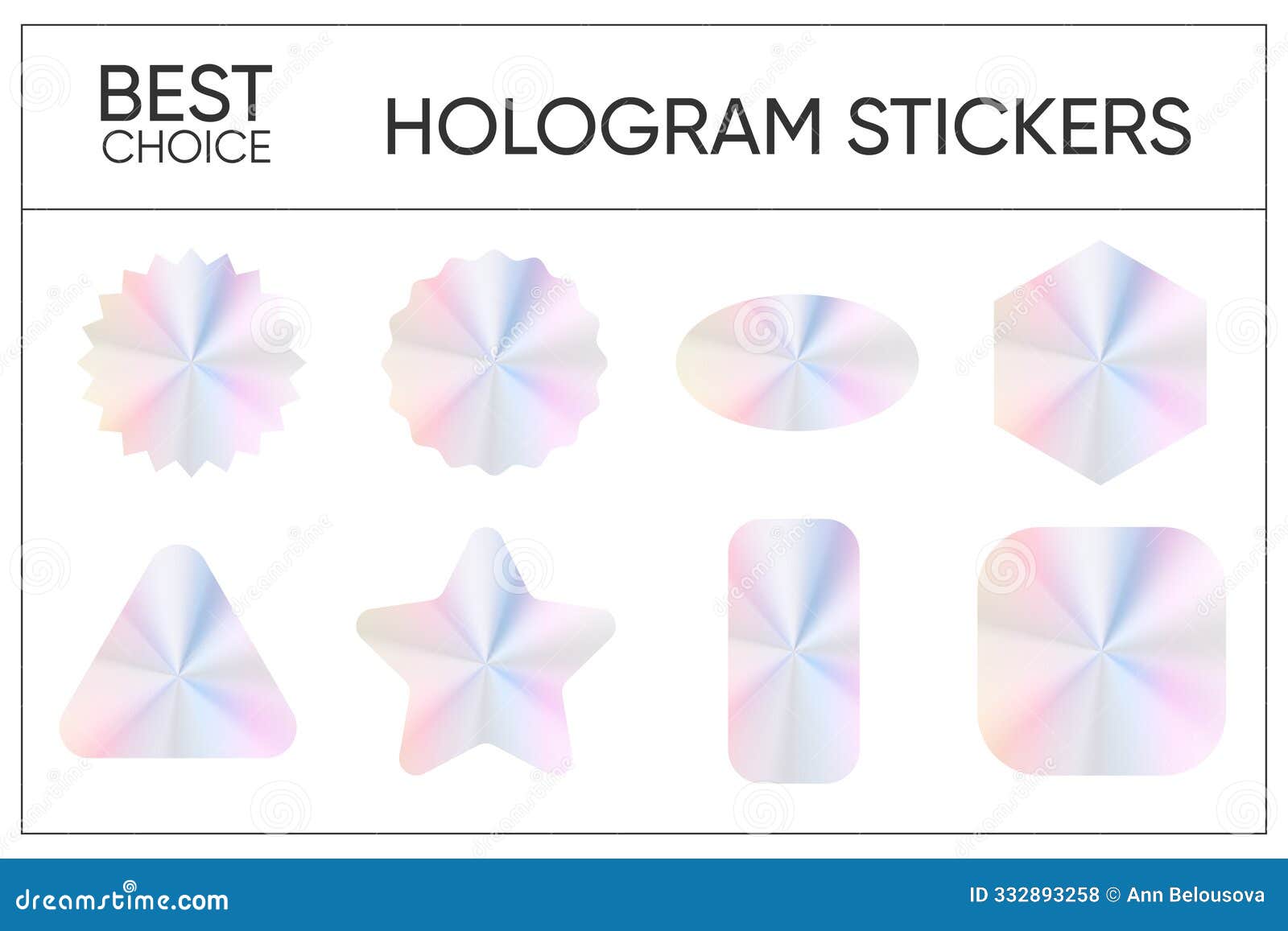 Set of Color Holographic Sticker Templates, Holographic Effect Labels ...