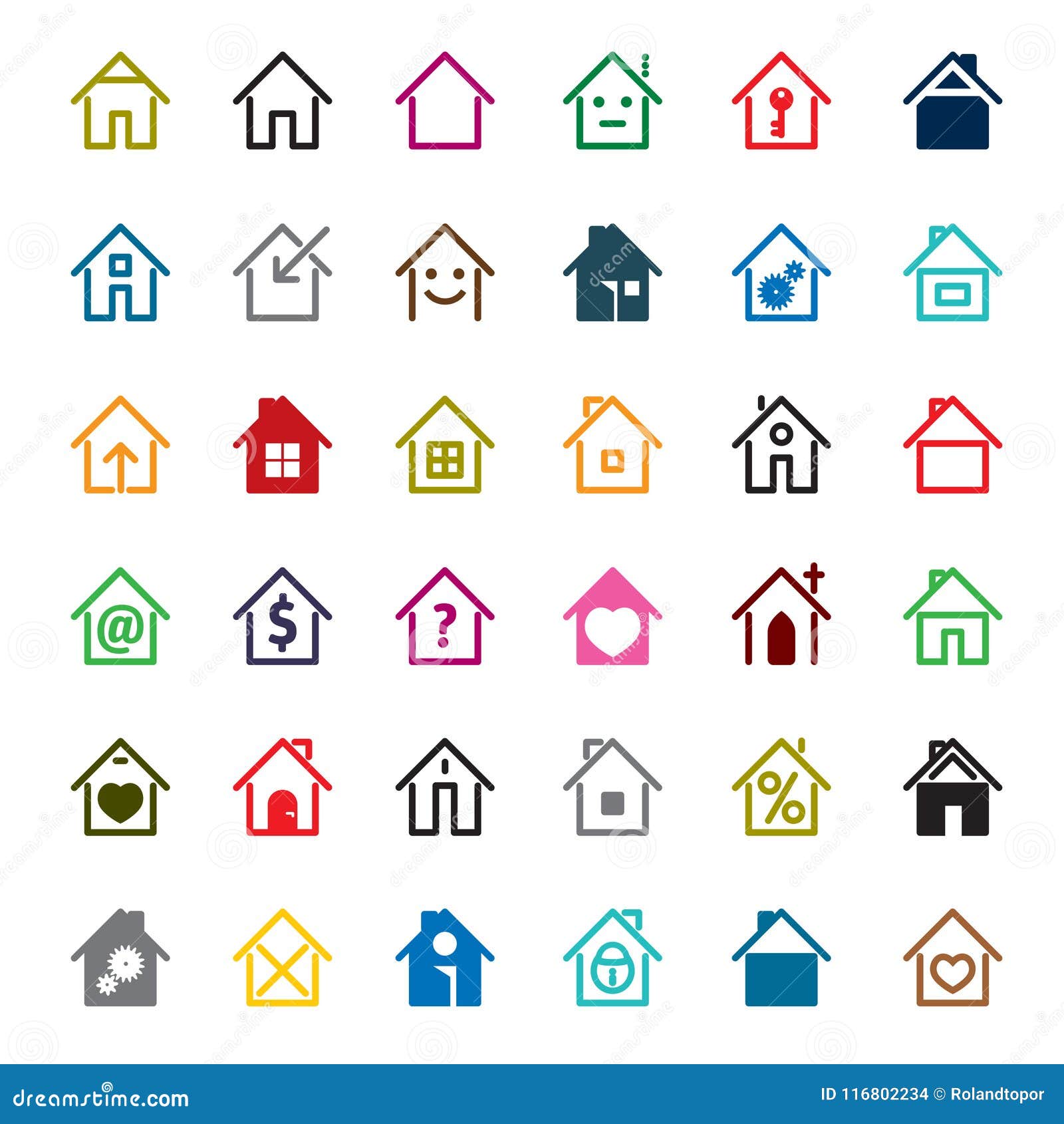 Set of Color House Icon. Vector Illustration. Stock Illustration ...