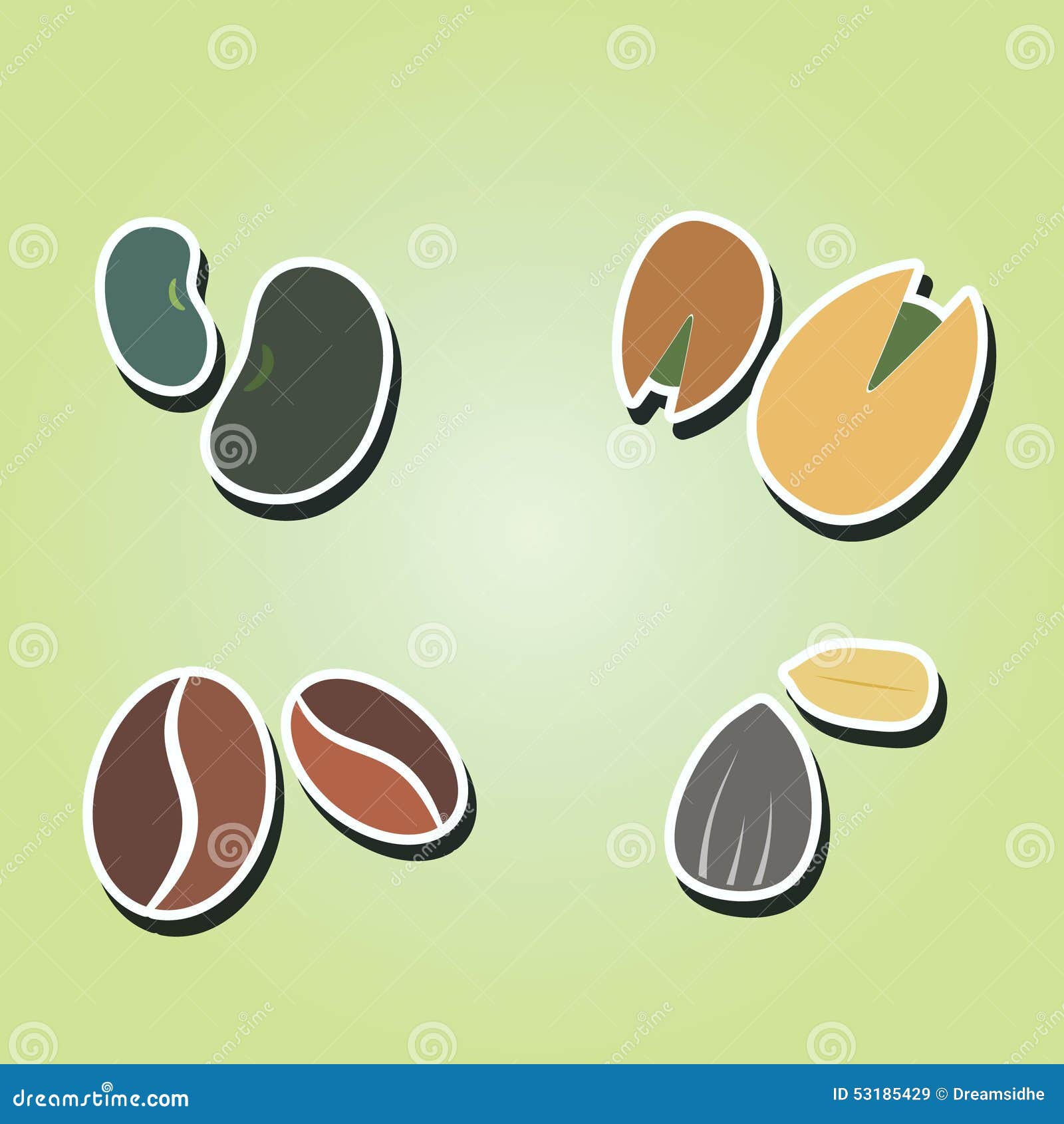 Set of Color Icons with Beans and Nuts Stock Vector - Illustration of ...