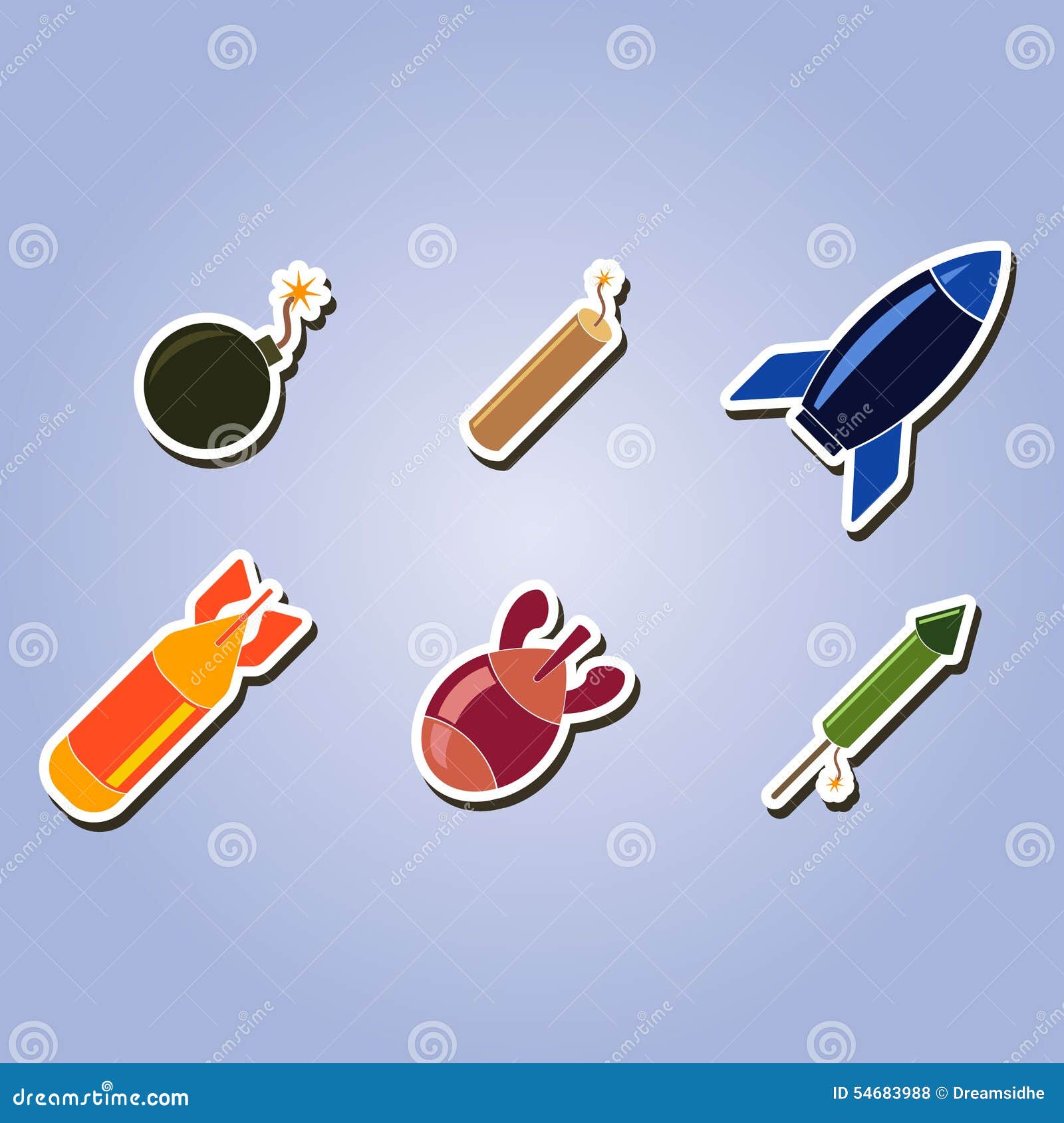 Set of Color Icons with Bombs Stock Vector - Illustration of element ...