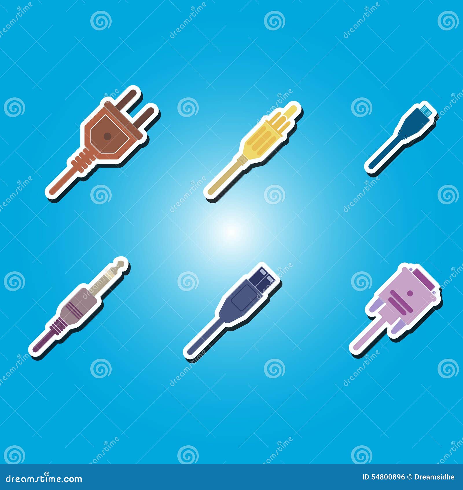 Set of Color Icons with Different Power Cord Plug Stock Vector ...