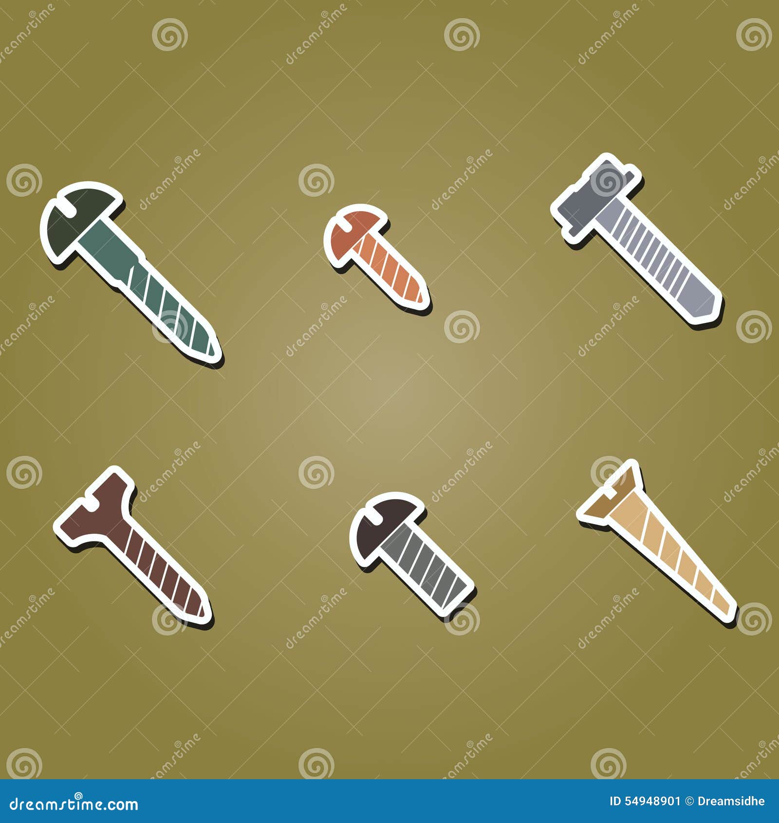 Set of Color Icons with Screws Stock Vector - Illustration of ...