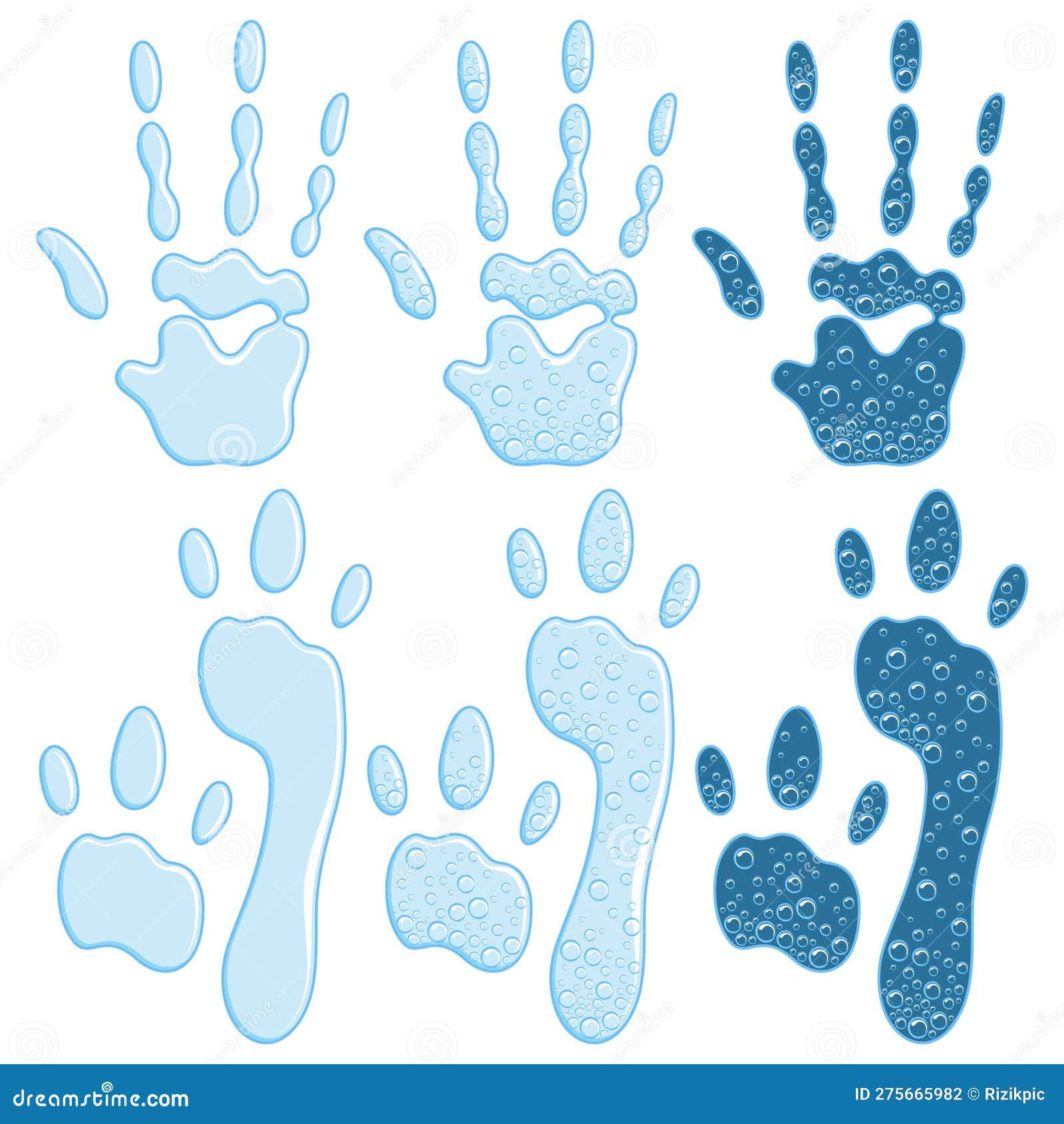 Set of Color Illustrations with Alien Footprint and Handprint. Isolated ...