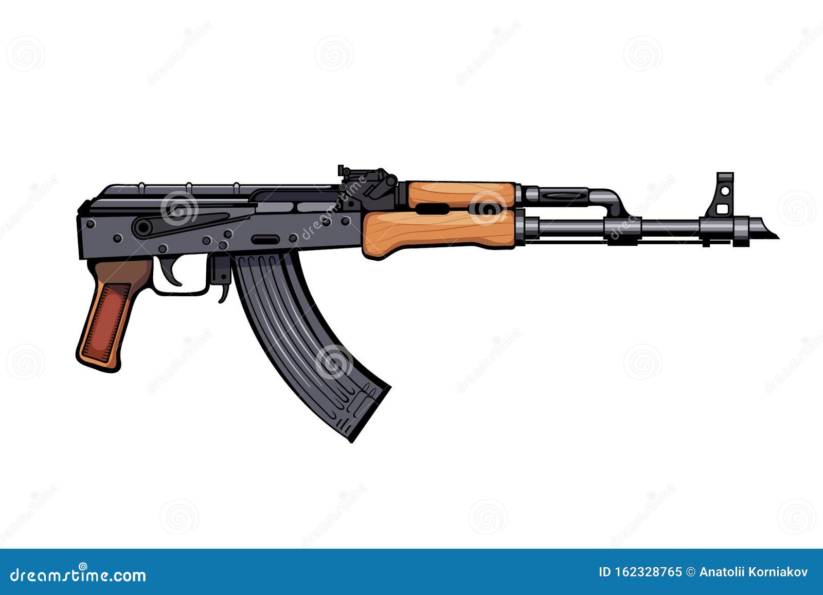 Kalashnikov Rifle. Firearms. Sketch Set Of Kalashnikov Assault Rifle AK ...