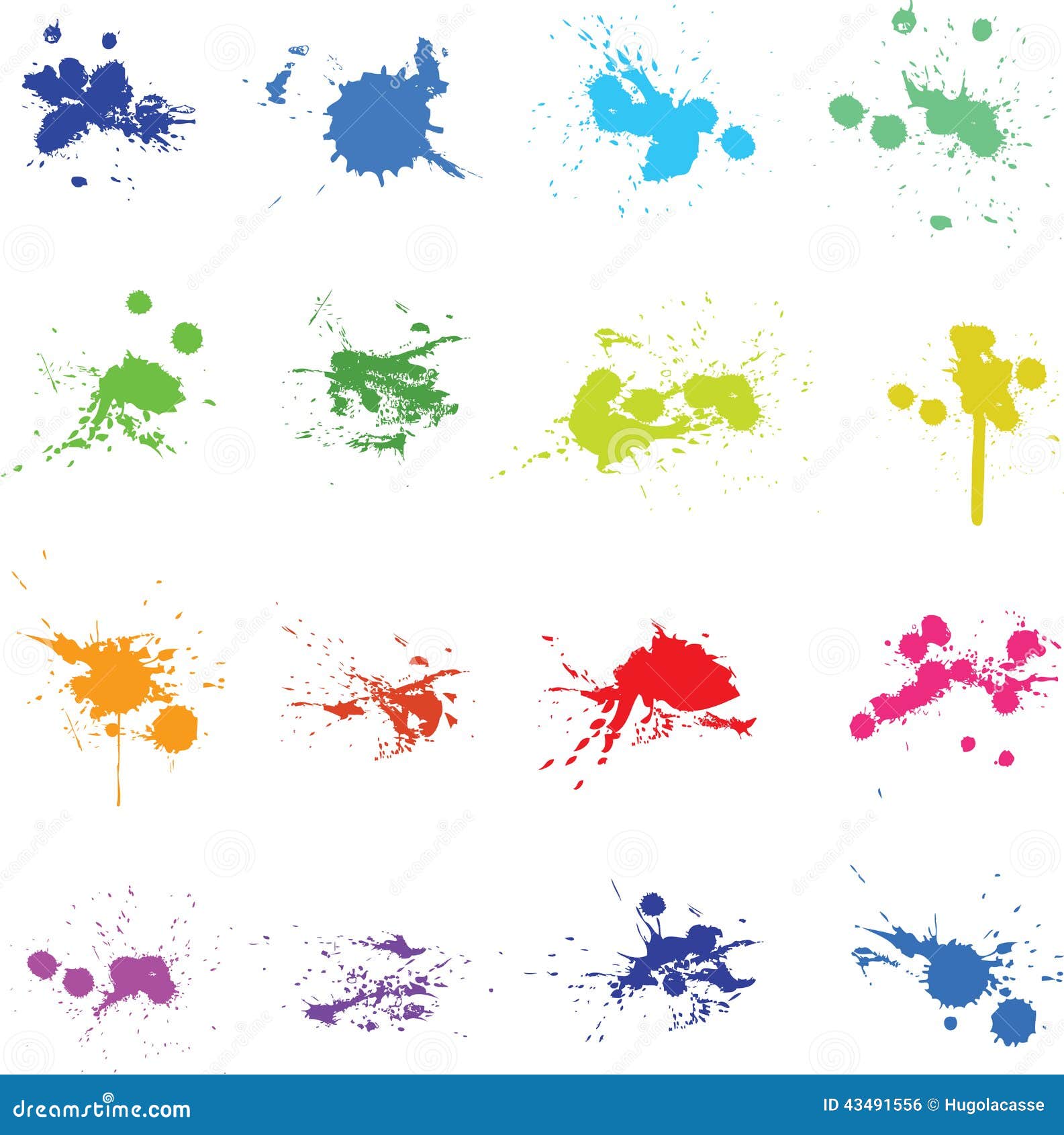 Set of Color Ink Paint Splat Stock Vector - Illustration of purple ...