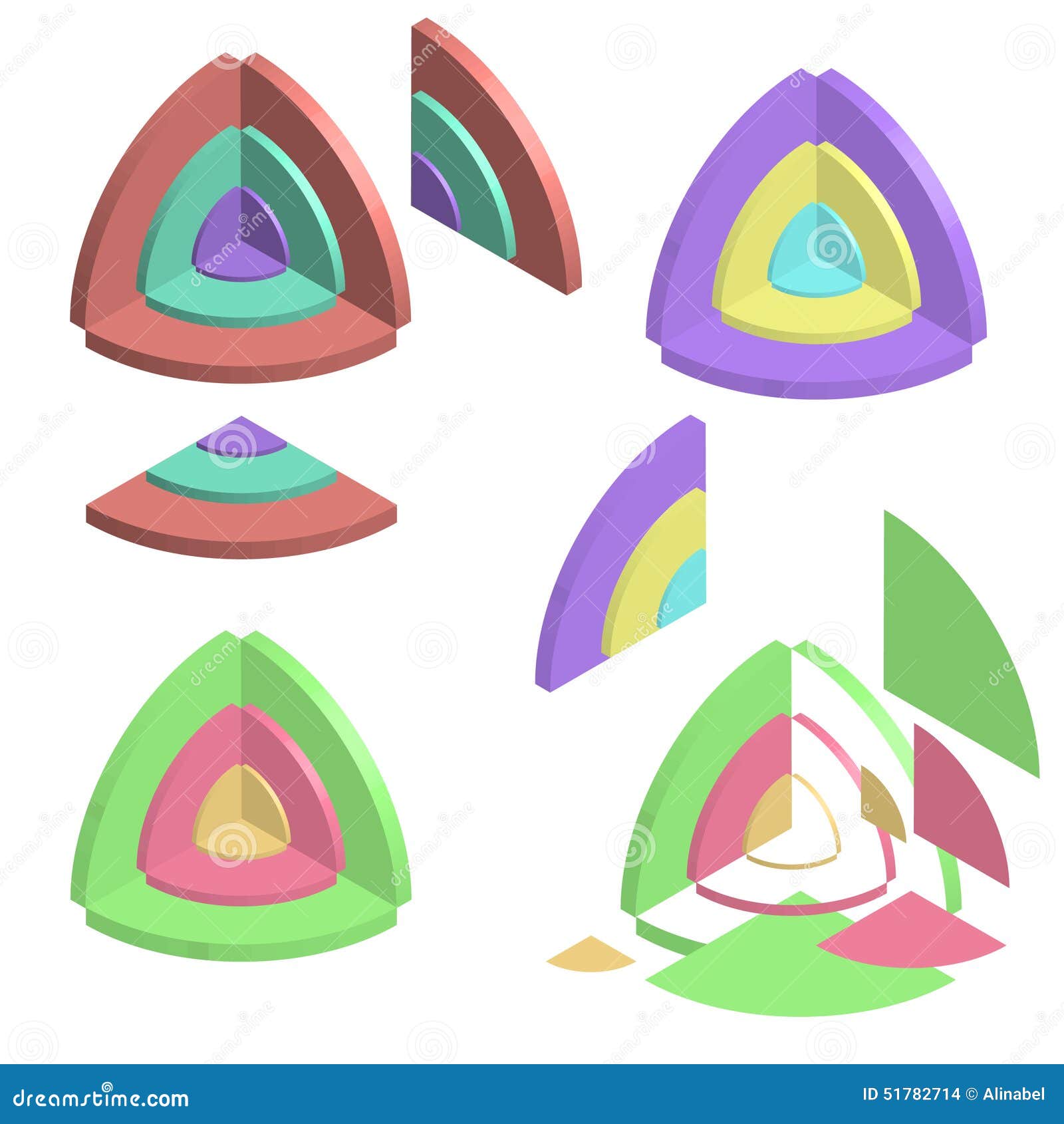 Set of Color Isometric Circle Diagrams Stock Vector - Illustration of ...