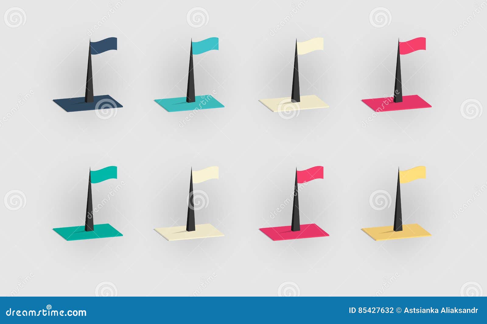 Set of Color Isometric Flags Stock Vector - Illustration of national ...