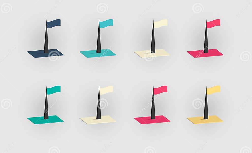 Set of Color Isometric Flags Stock Vector - Illustration of national ...