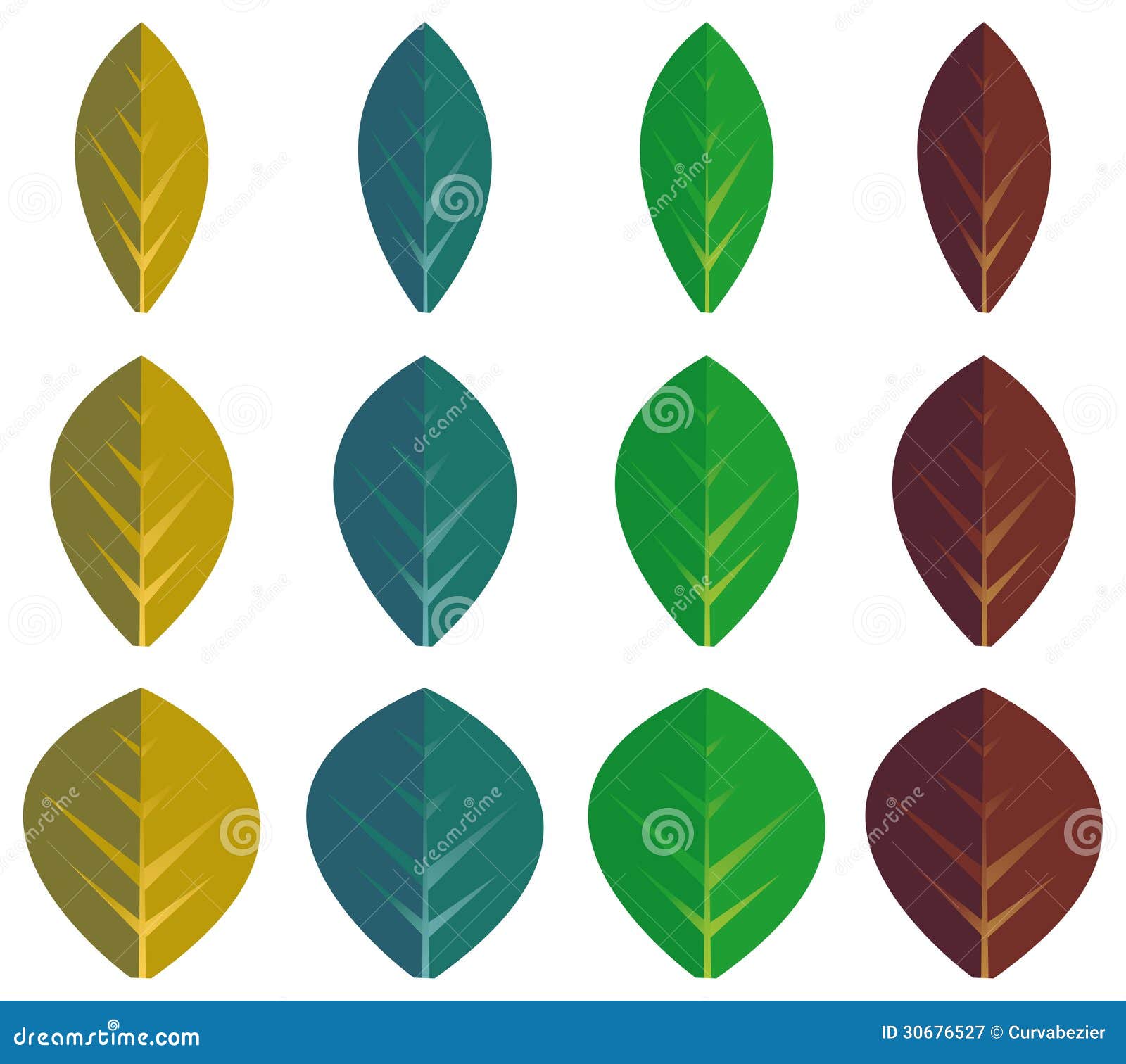 Set of color leaves stock illustration. Illustration of nature - 30676527