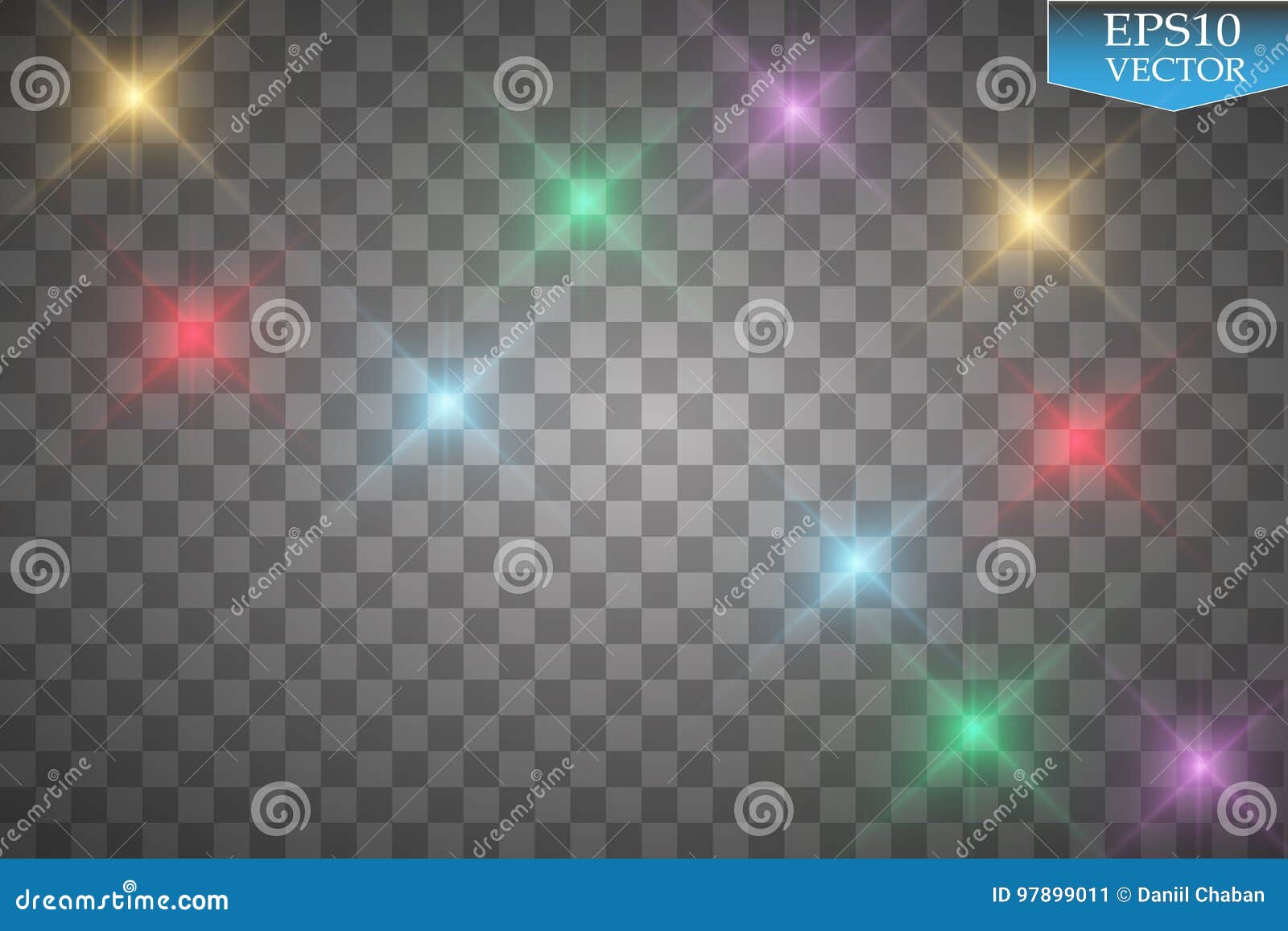 Set of Color Lights, Flares on Transparent Background. Stock Vector ...