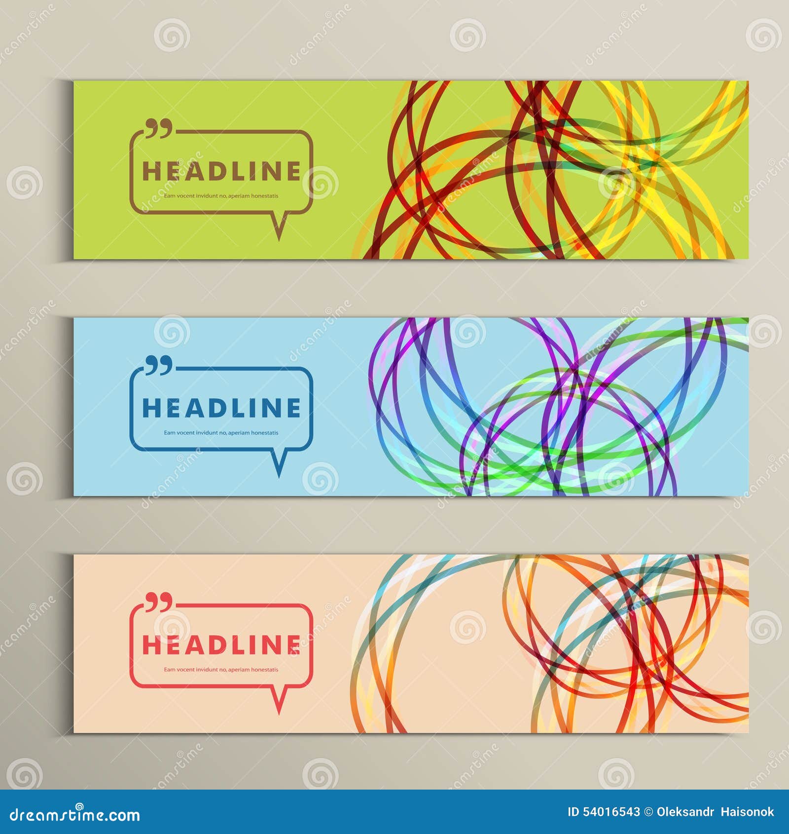 Set of Color Line Banners for Abstract Design Stock Vector ...
