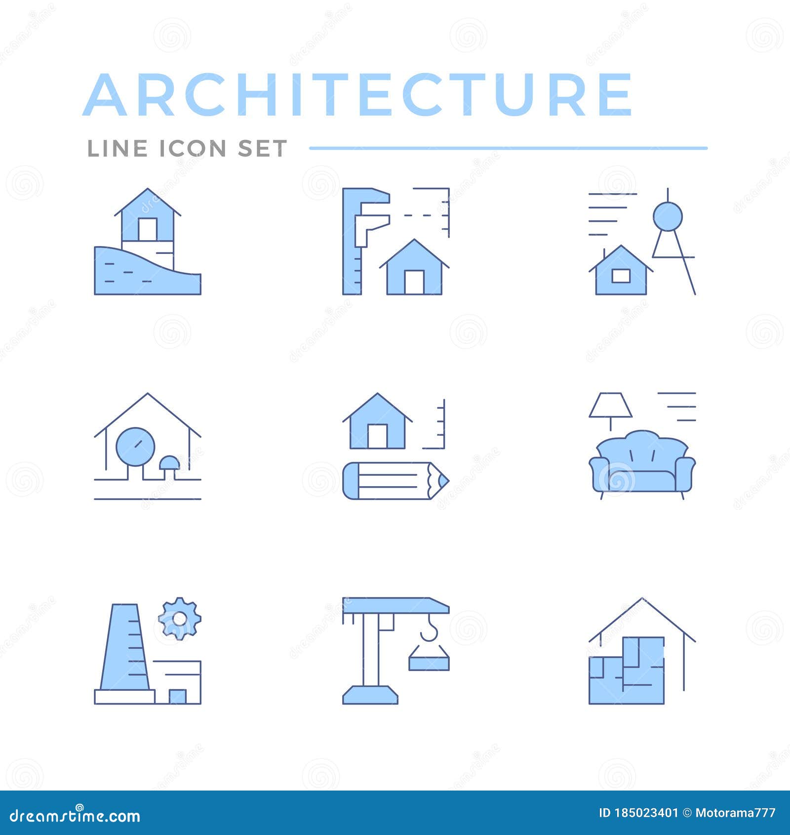 Set Color Line Icons of Architectural Stock Vector - Illustration of ...