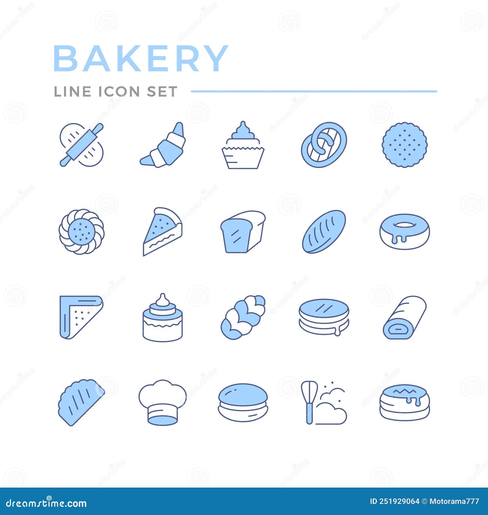 Set Color Line Icons of Bakery Stock Vector - Illustration of shop ...