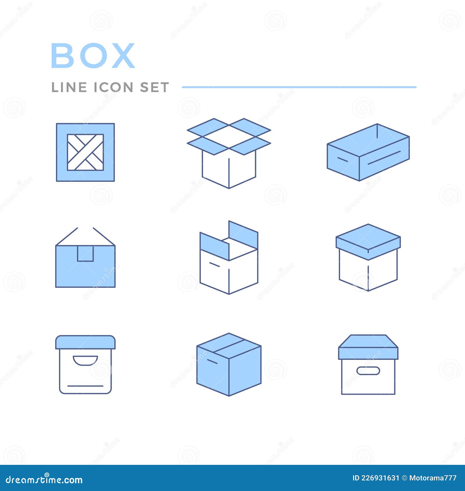 Set Color Line Icons of Box Stock Vector - Illustration of square, case ...