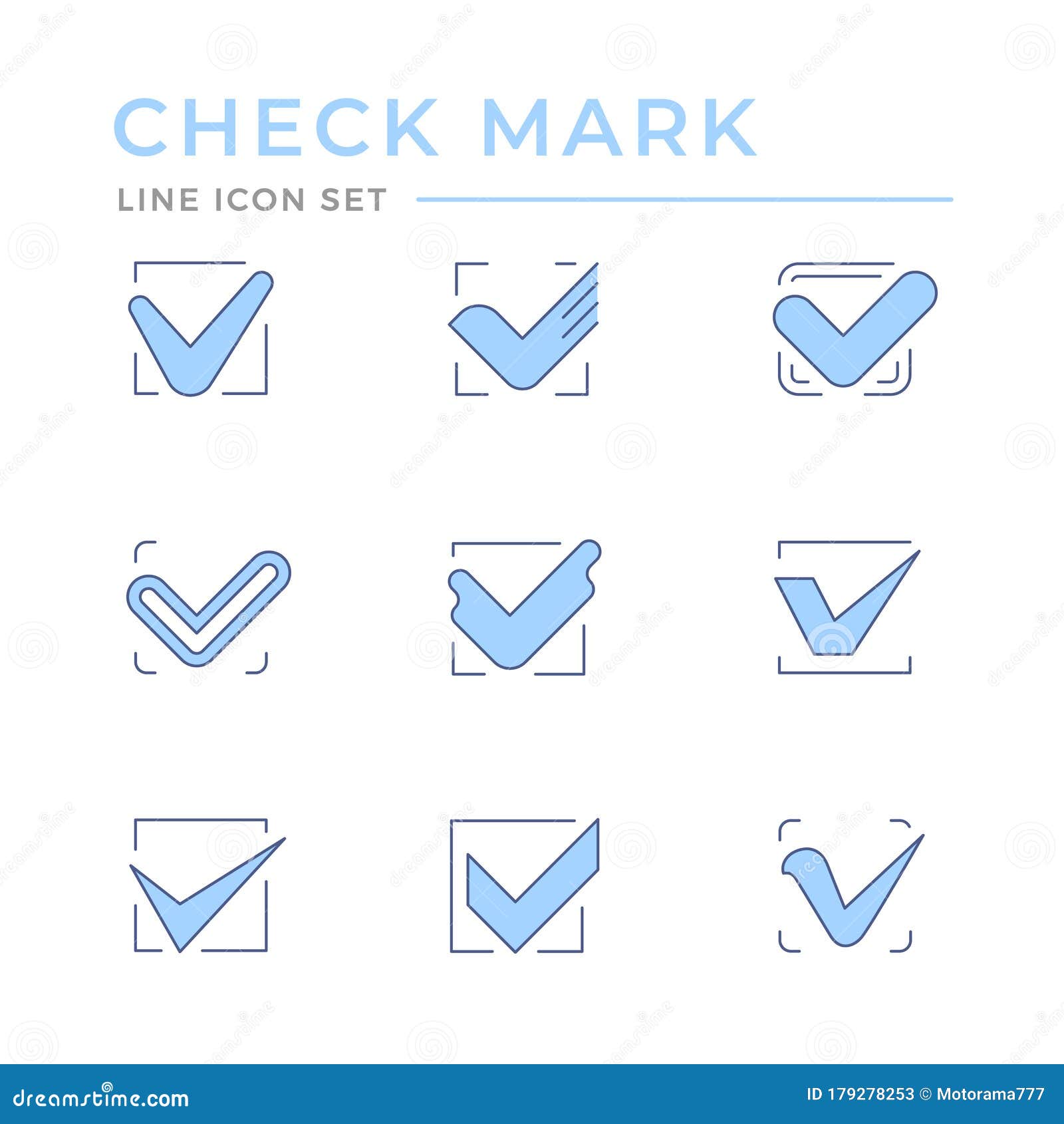 Set Color Line Icons of Check Mark Stock Vector - Illustration of mark ...