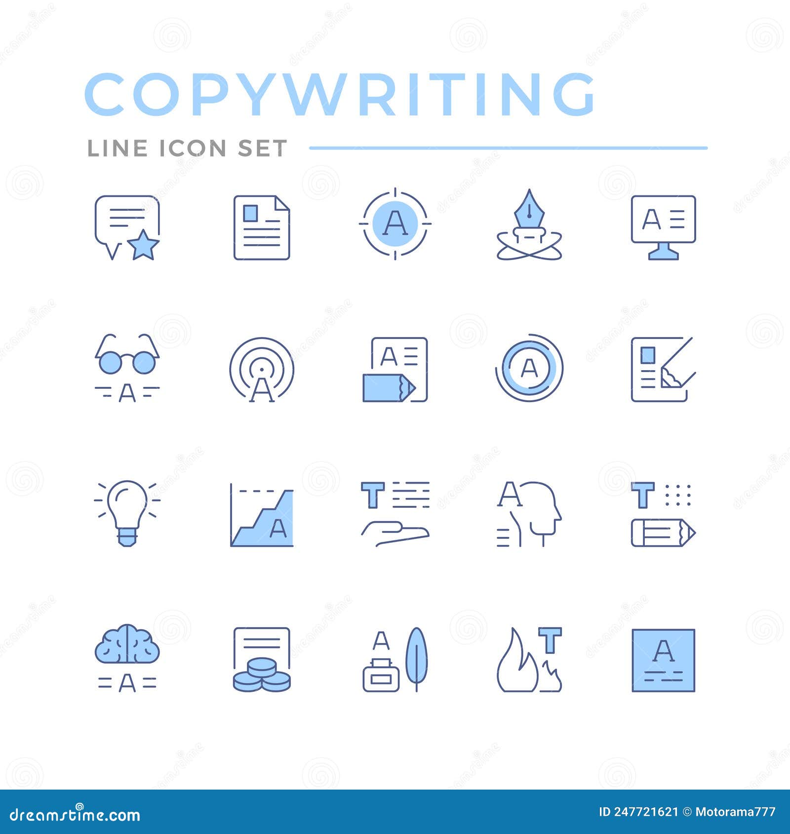 Set Color Line Icons of Copywriting Stock Vector - Illustration of ...