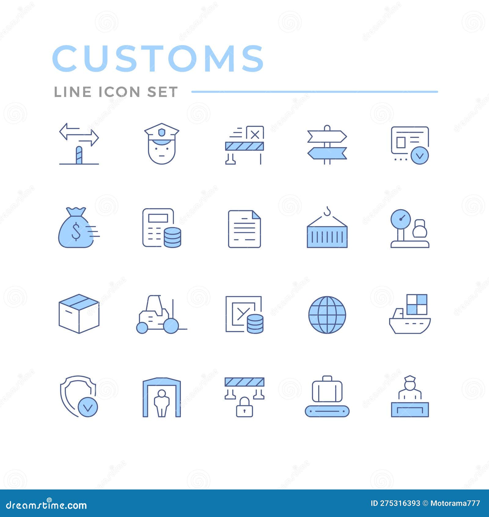 Set Color Line Icons of Customs Stock Illustration - Illustration of ...