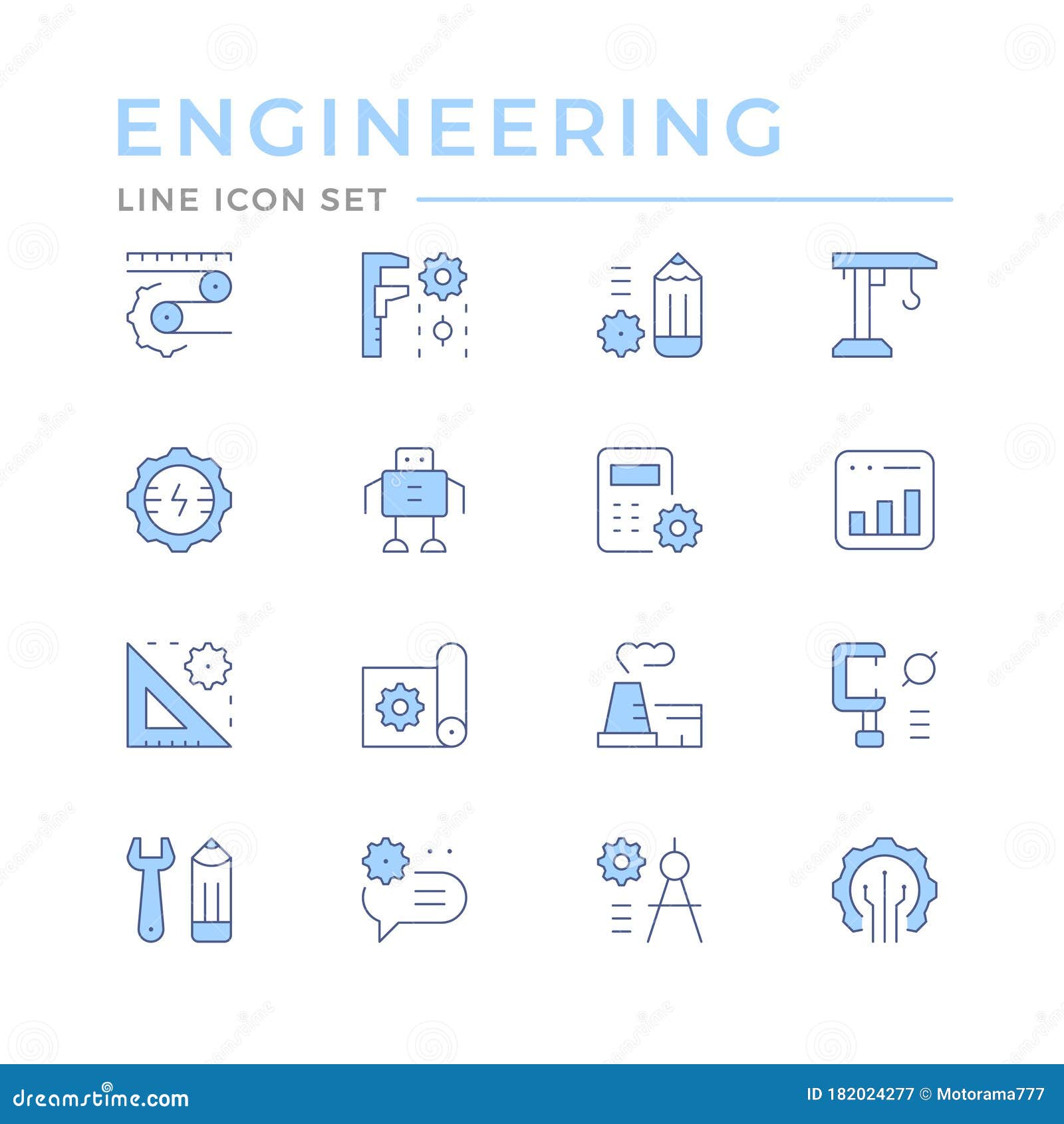 Set Color Line Icons of Engineering Stock Vector - Illustration of ...