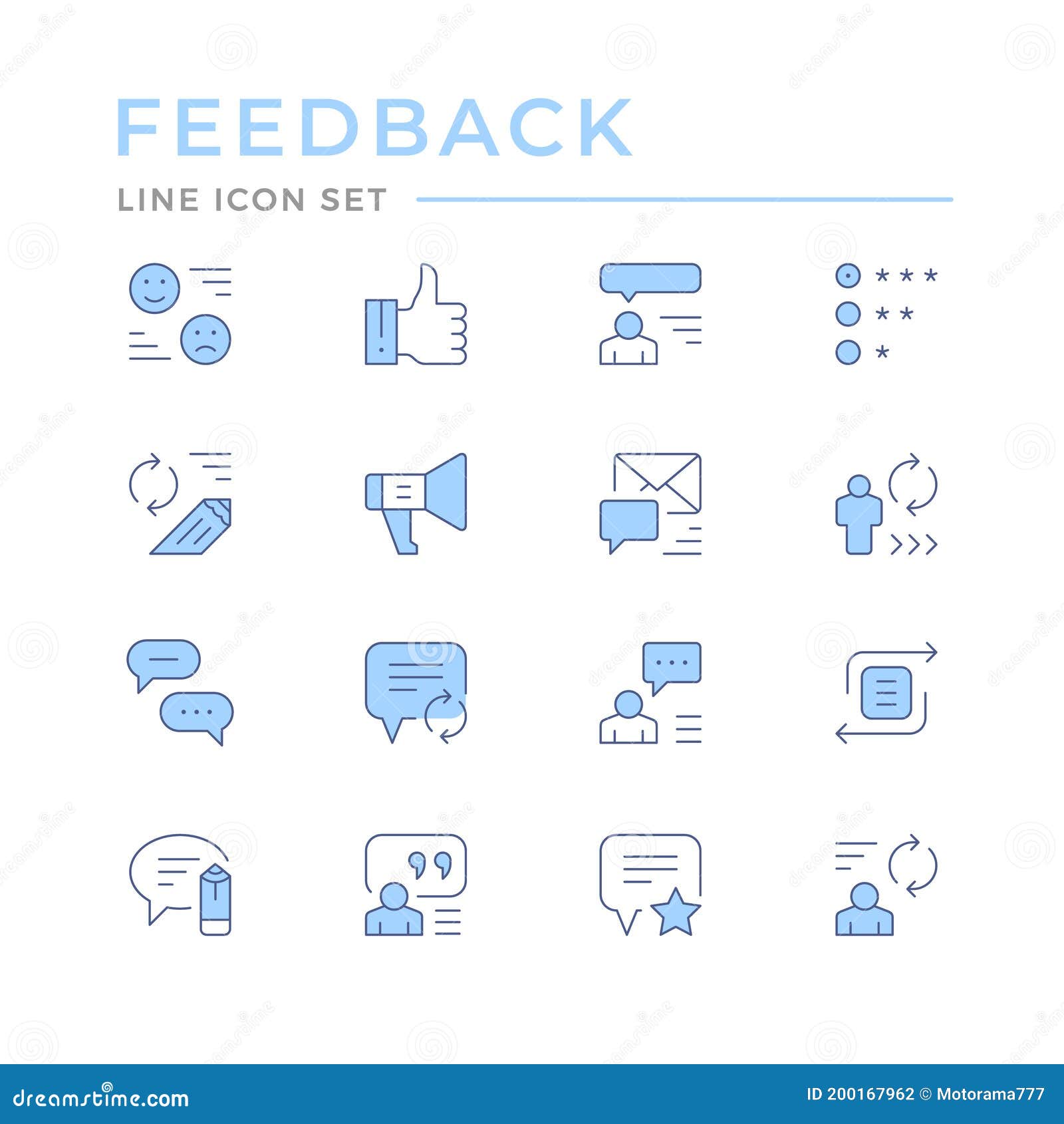 Set Color Line Icons of Feedback Editorial Photography - Illustration ...