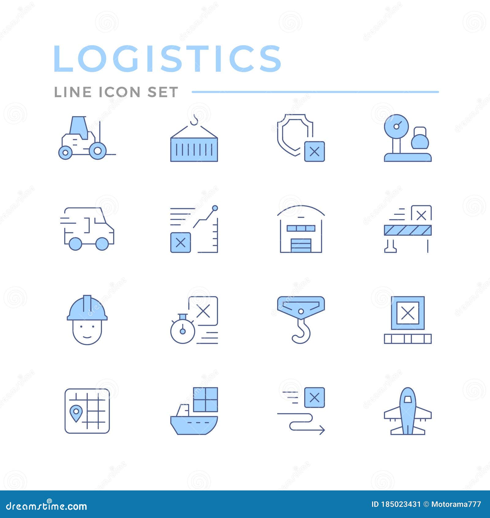 Set Color Line Icons of Logistics Stock Vector - Illustration of ...