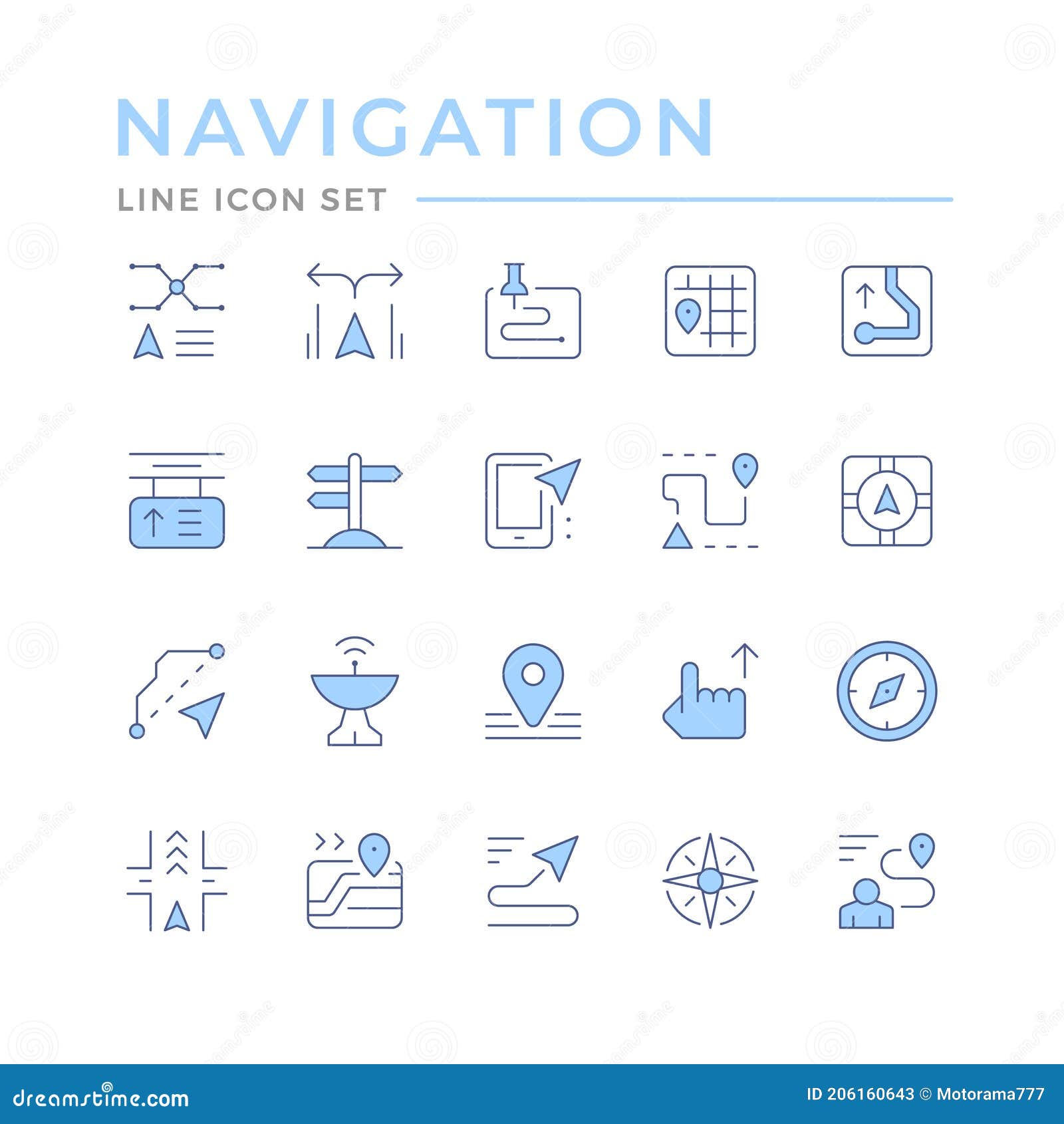 Set Color Line Icons of Navigation Stock Vector - Illustration of ...
