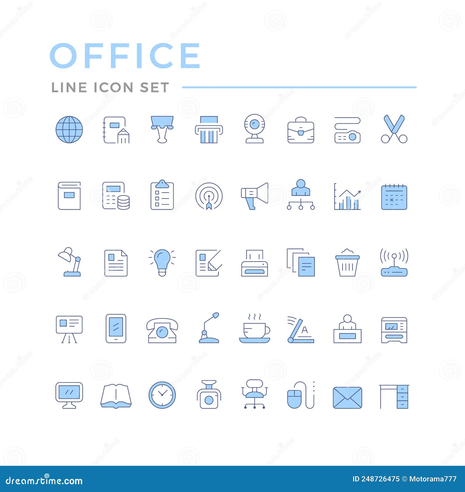Set Color Line Icons of Office Stock Vector - Illustration of envelope ...
