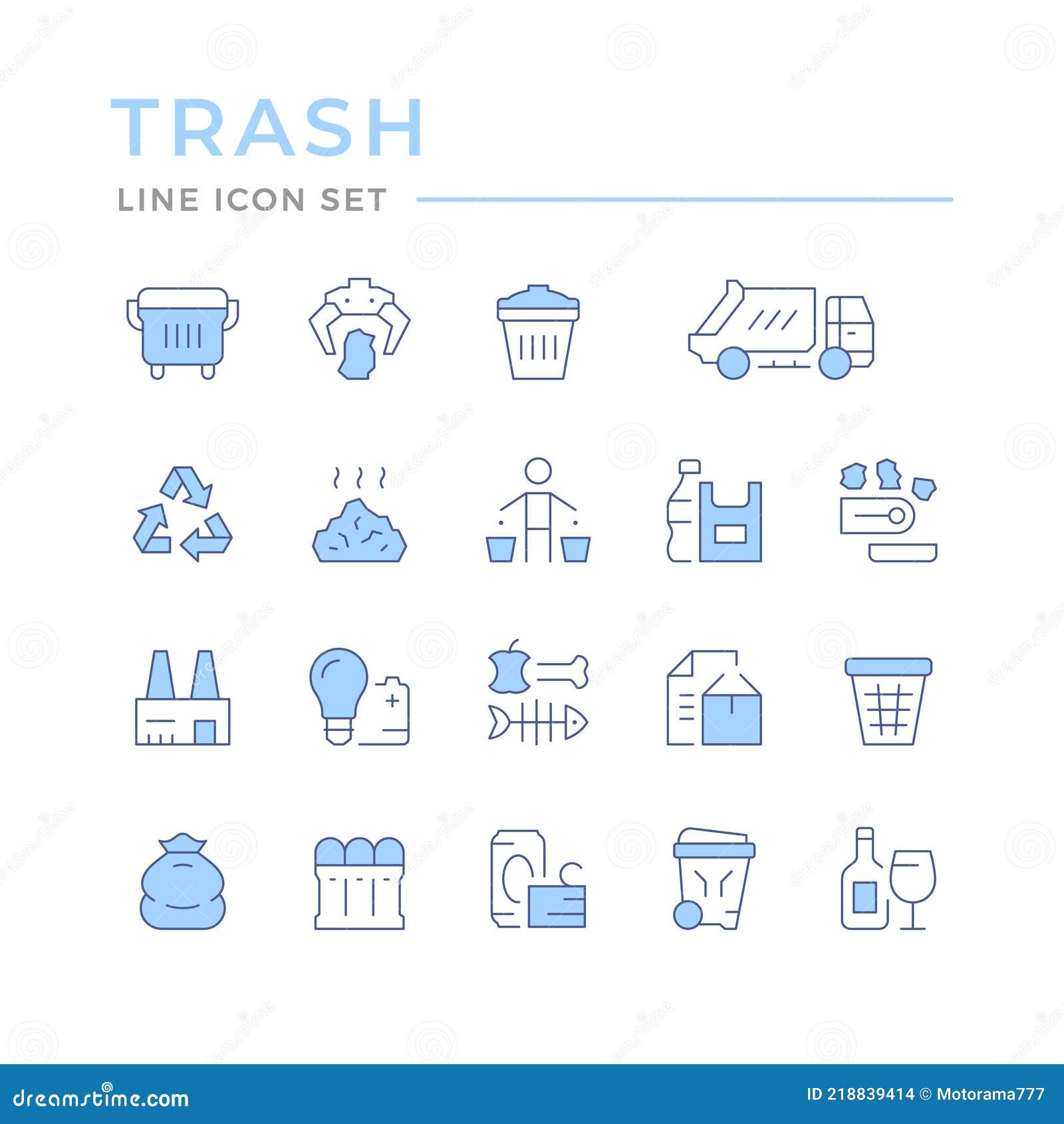 Set Color Line Icons of Trash Stock Vector - Illustration of service ...