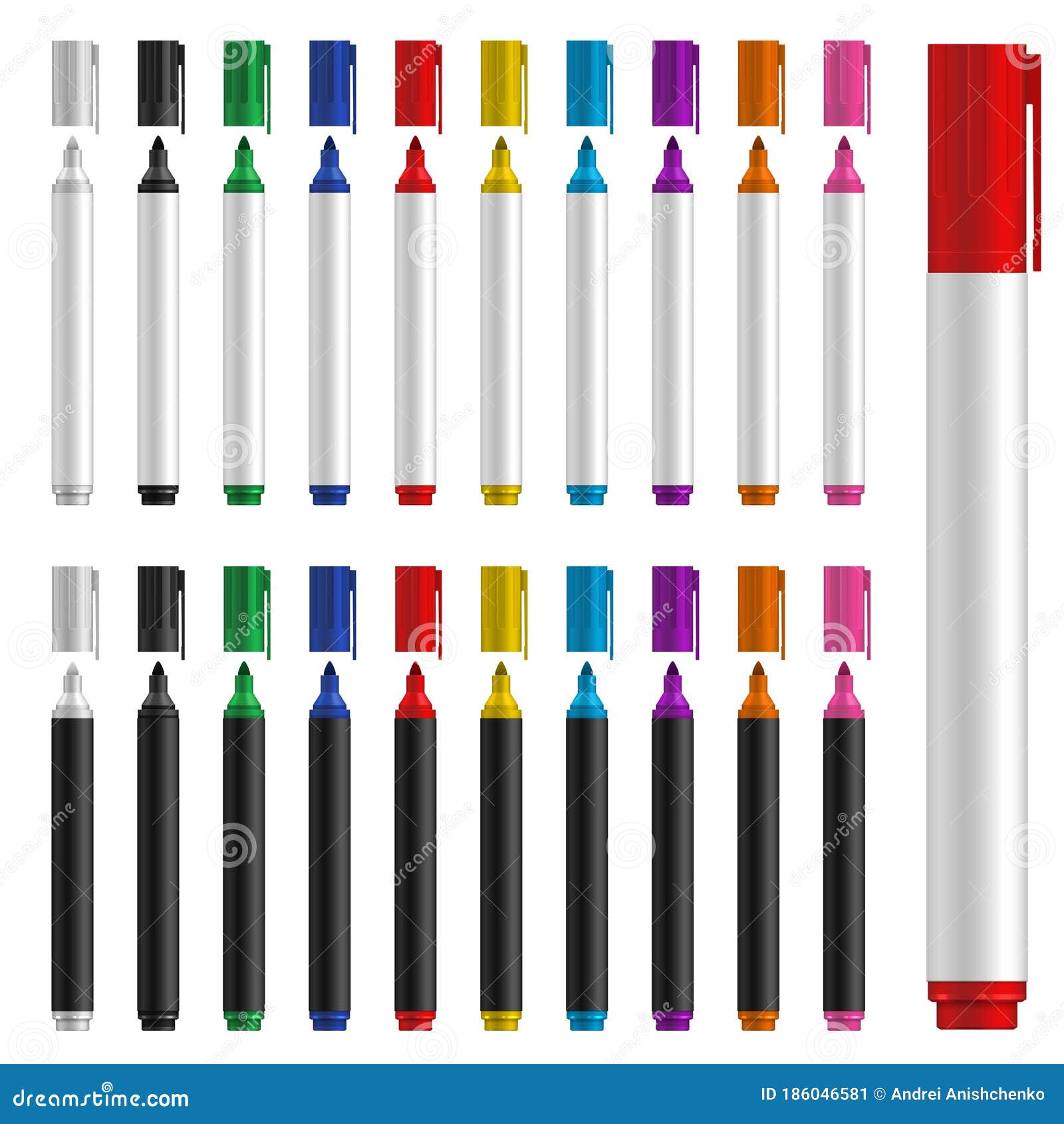 Color Marker Shapes, School Highlights. Coloured Ink Drawings, Colorful ...