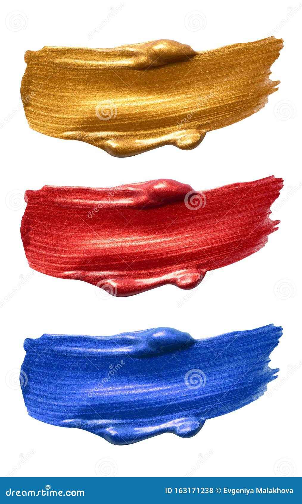 Set of Color Metallic Brush Strokes Isolated on White Stock ...