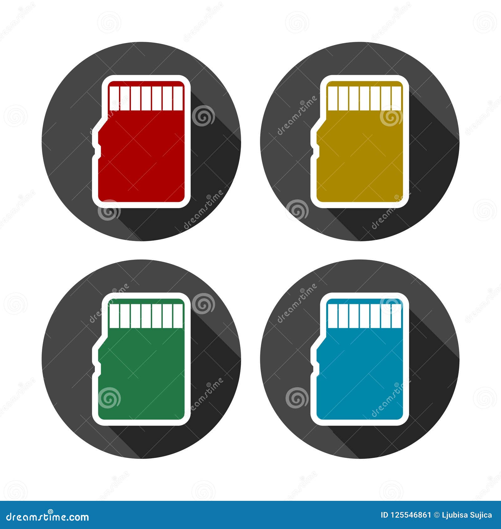 Set of Color Micro SD Memory Card Stock Vector - Illustration of design ...