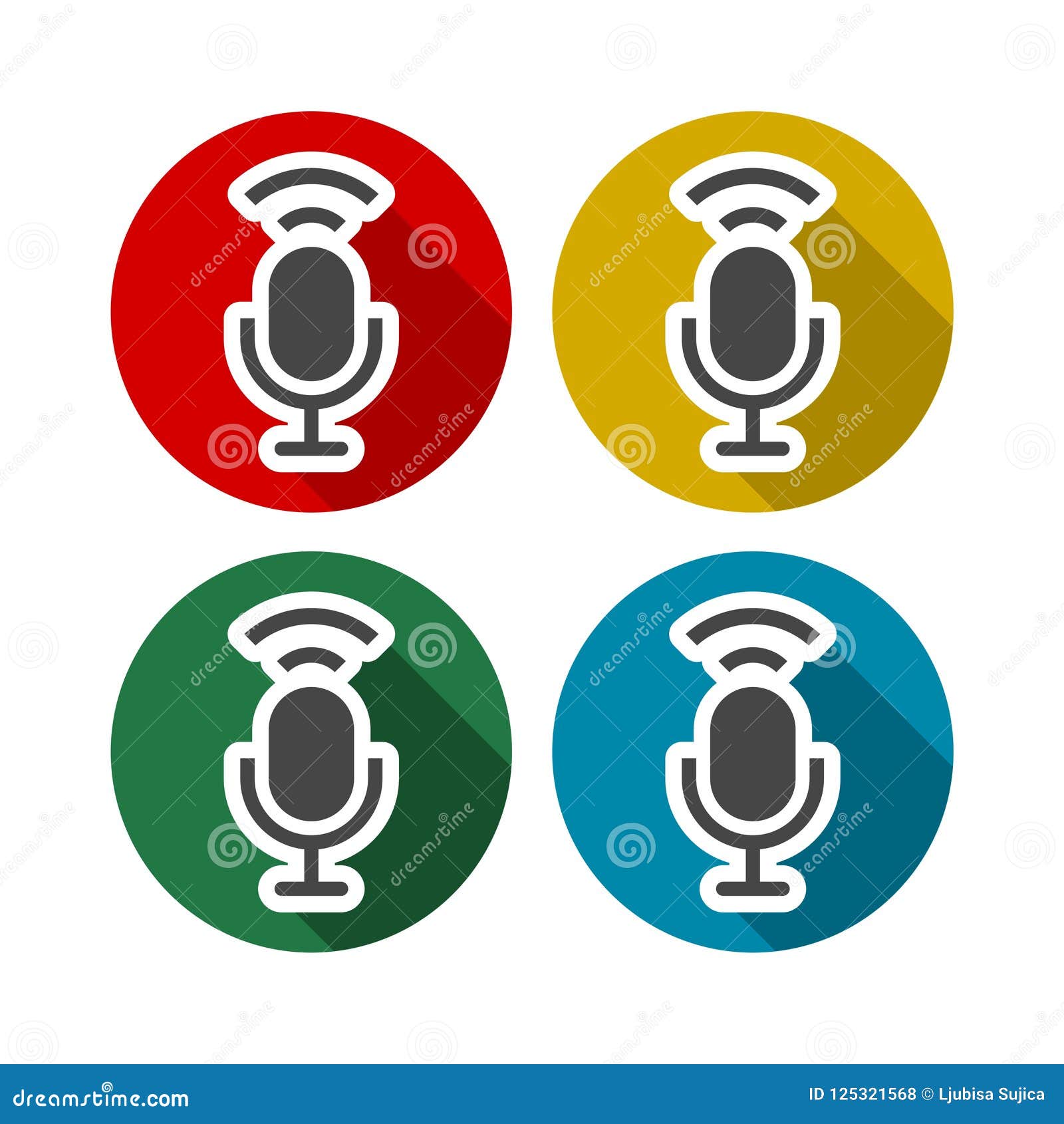 Set of color microphone stock vector. Illustration of audio - 125321568