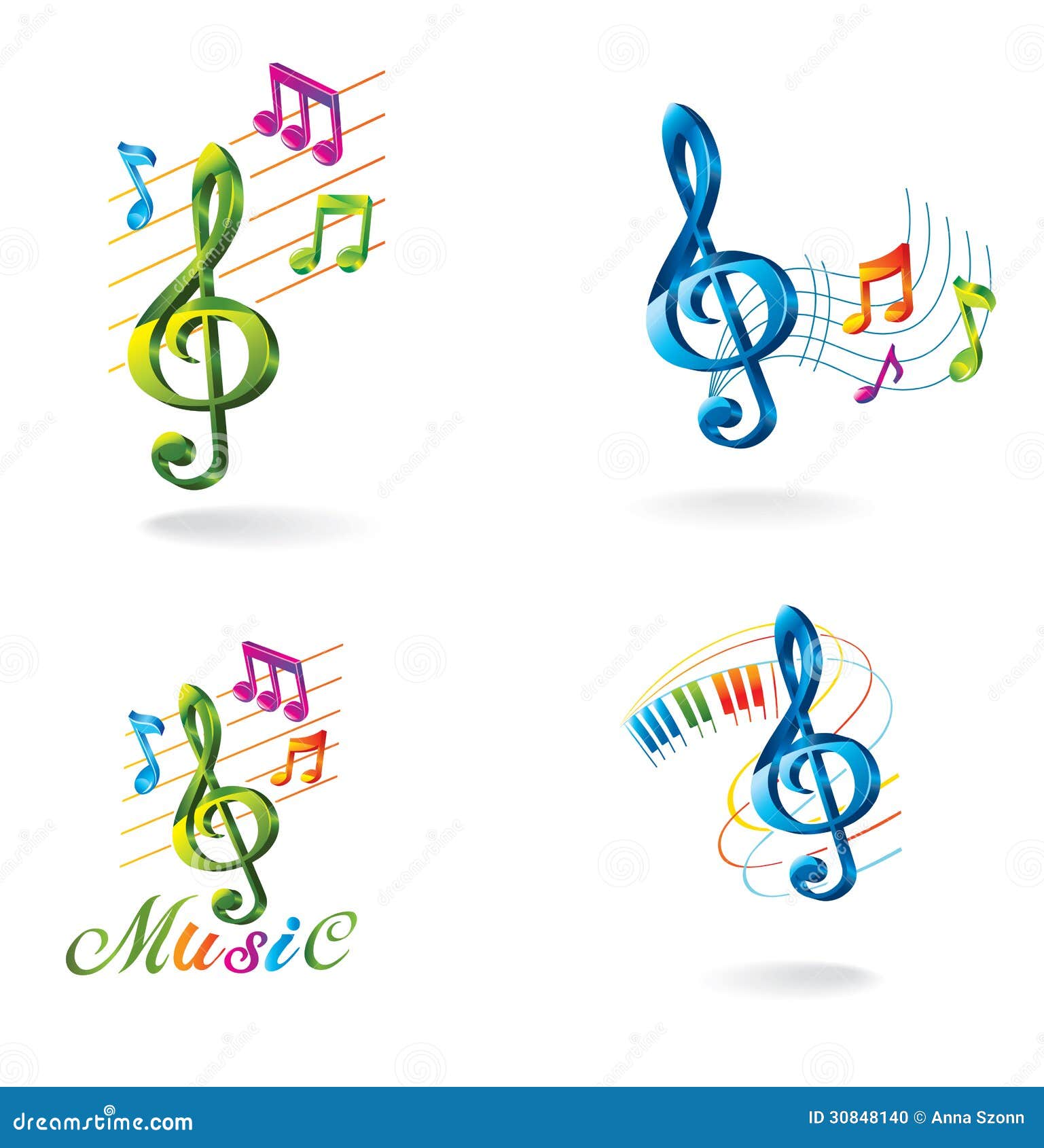 Set of color music icons. stock vector. Illustration of shadow - 30848140