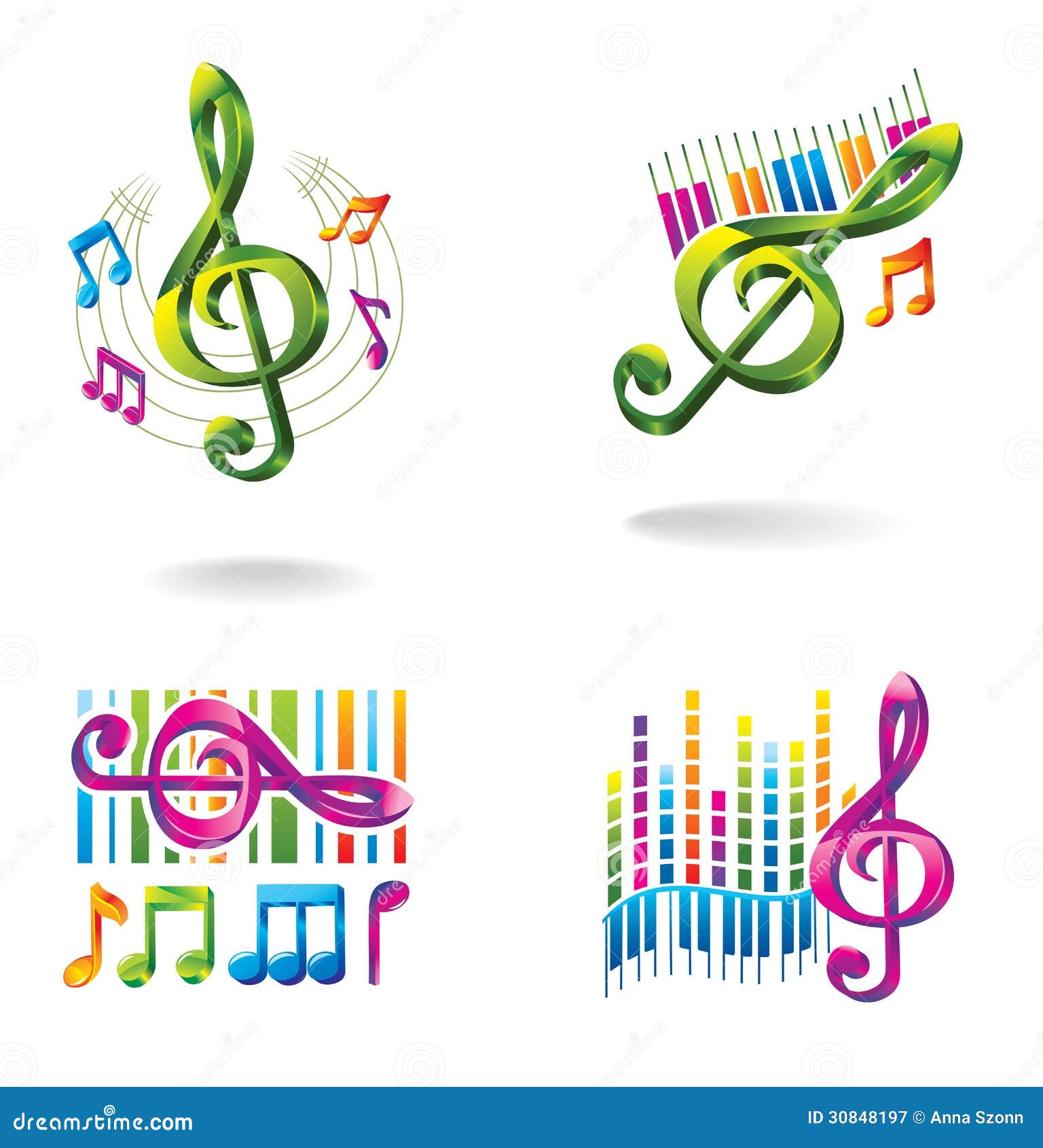 Set of color music icons. stock vector. Illustration of symbol - 30848197