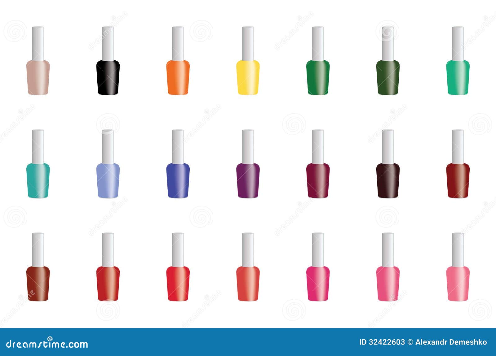 Set of color nail polish. stock vector. Illustration of color - 32422603