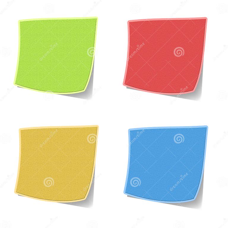 Set of color note paper stock illustration. Illustration of colorful ...