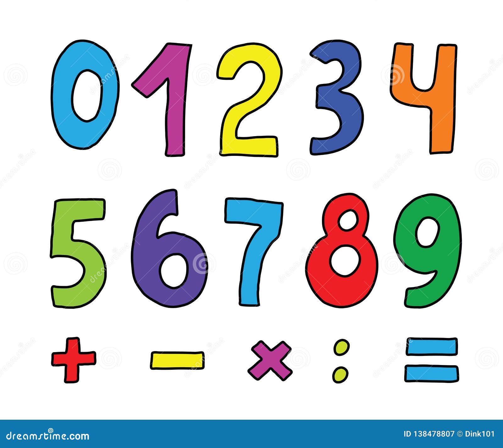 Set of color numbers stock vector. Illustration of five - 138478807