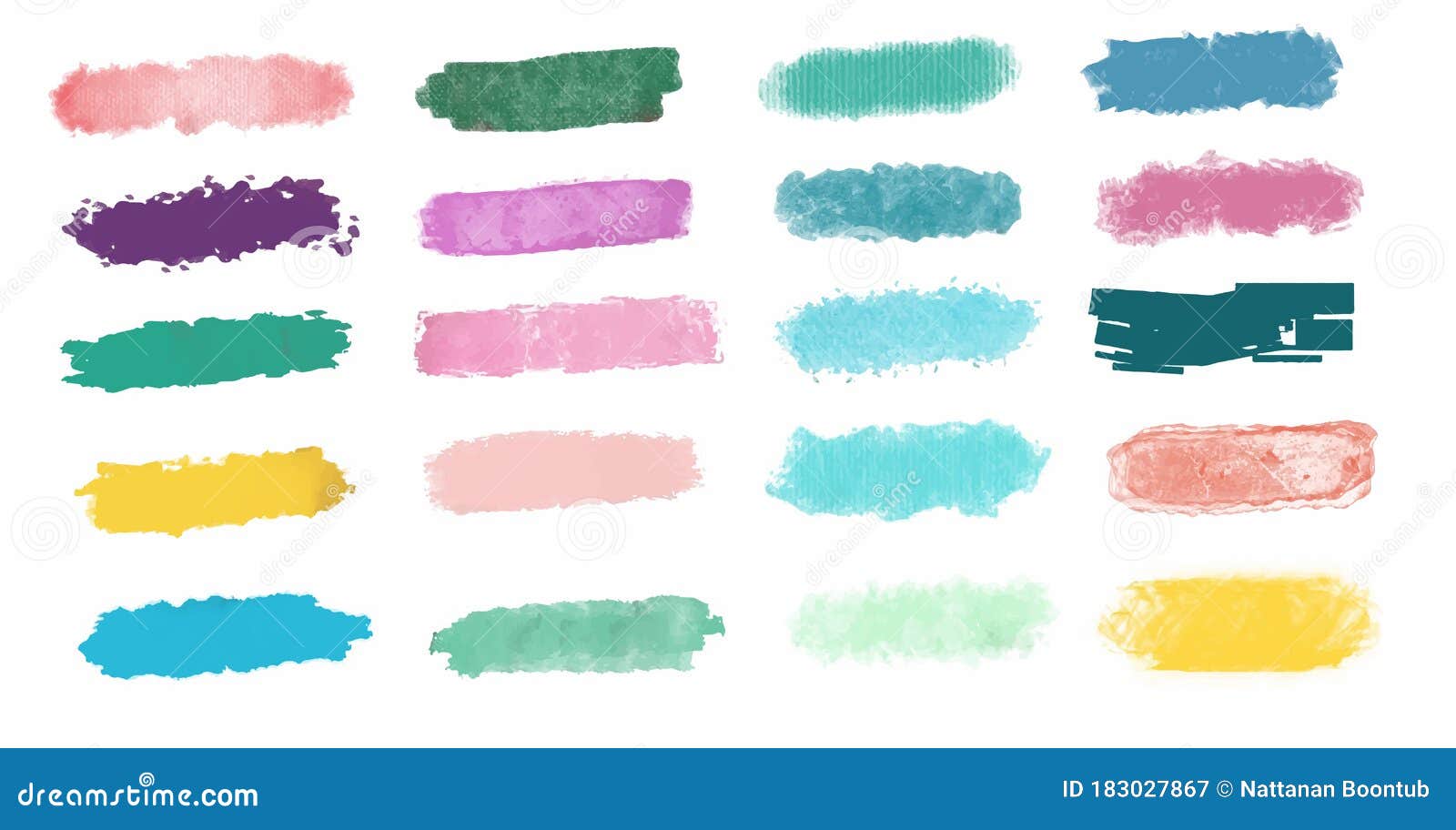 Set of Color Paint Brush Stoke for Your Design, Vector Stock Vector ...